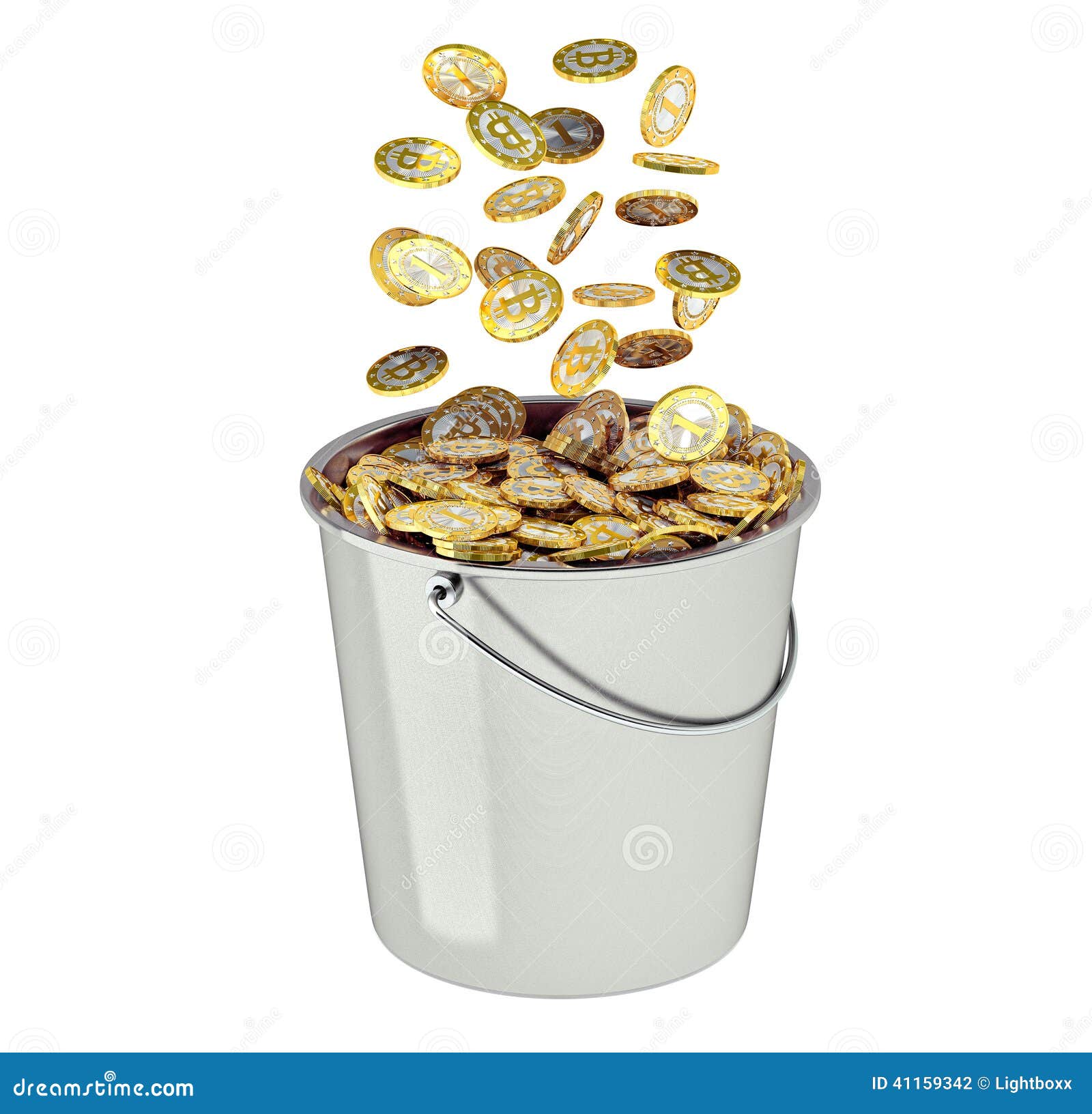 Bitcoins in Bucket - Isolated on White Stock Photo - Image of gold ...