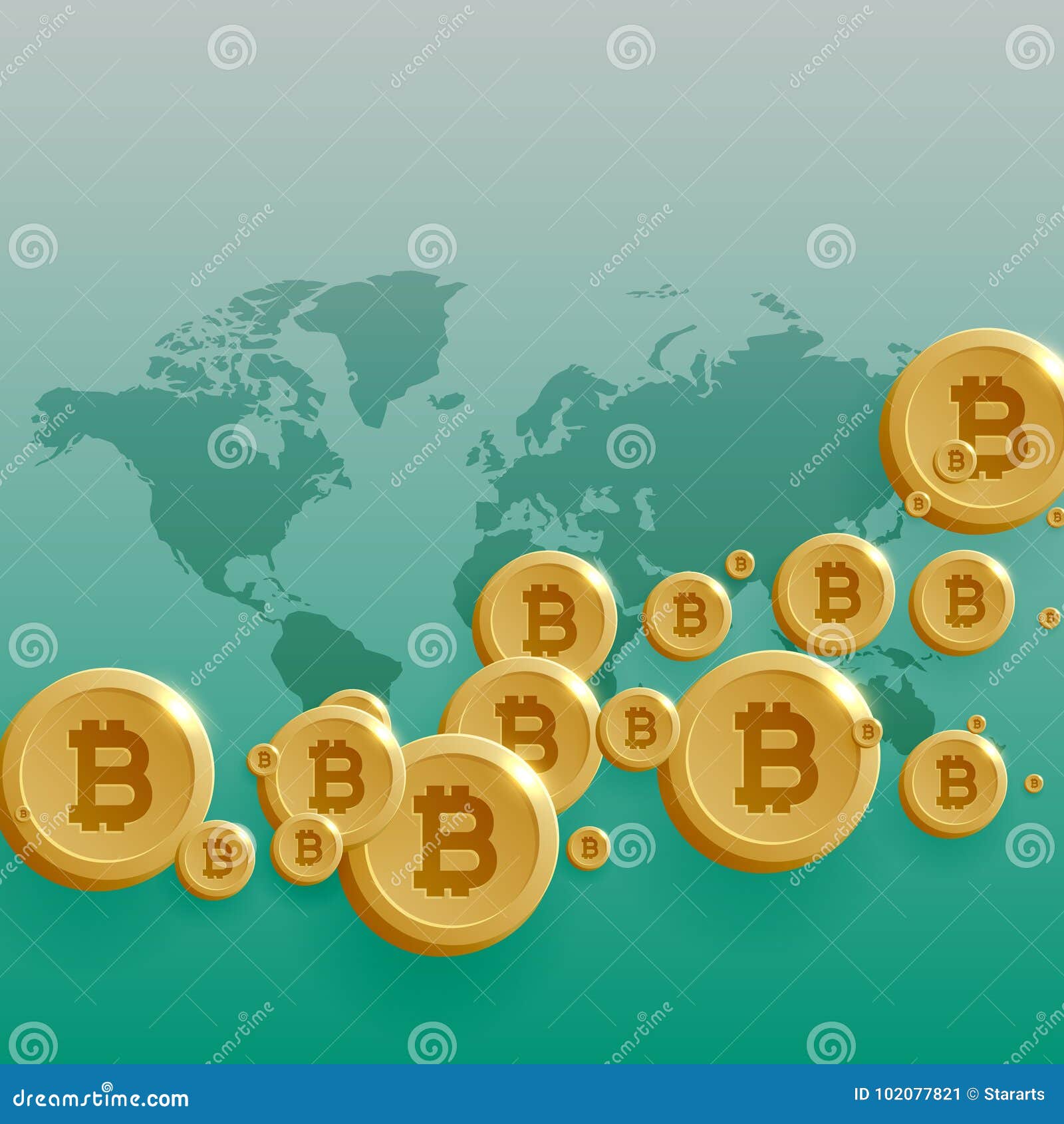 Bitcoins Currency Concept Design with World Map Stock Vector ...