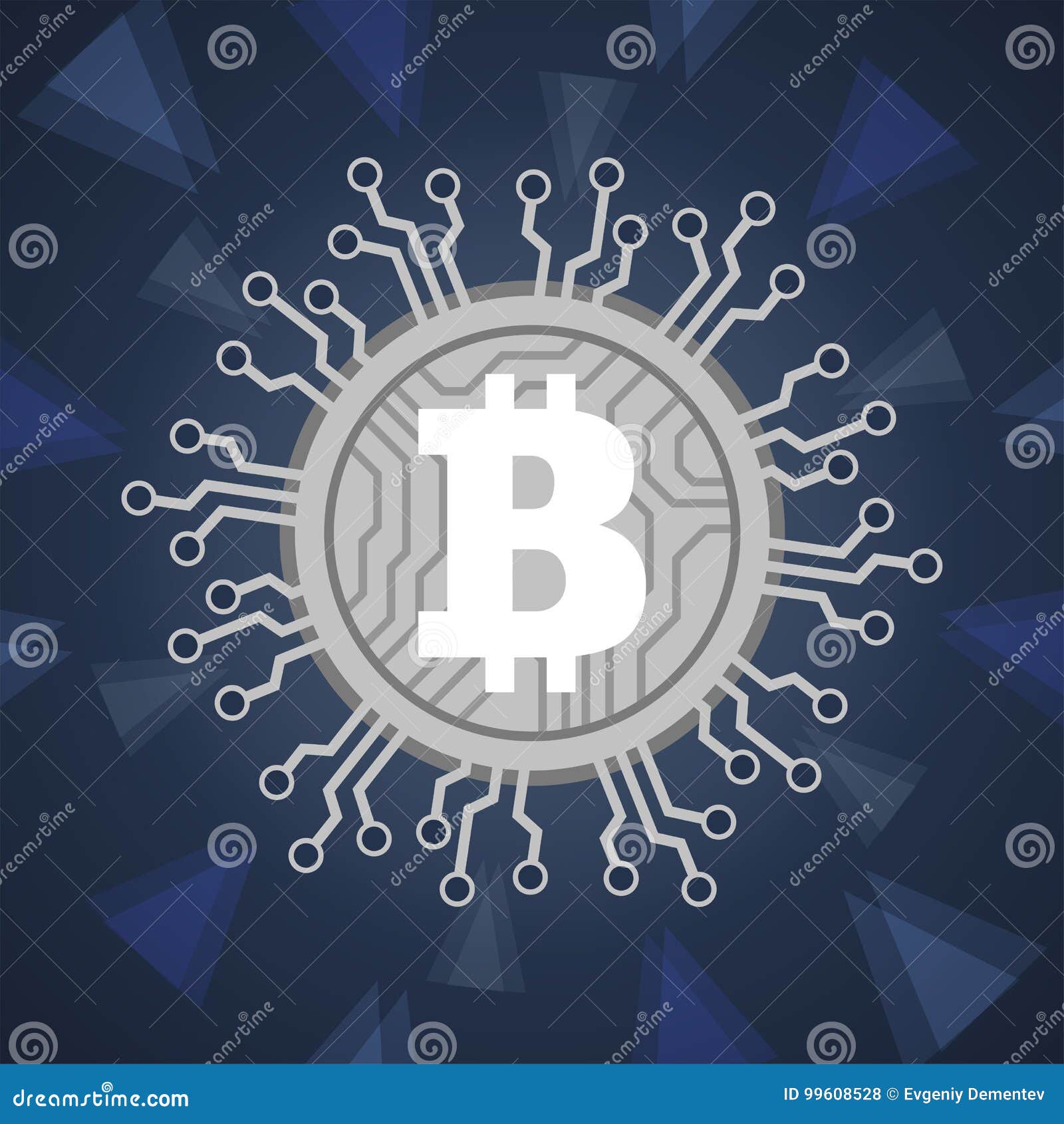 Bitcoins Digital Currency Technology. Blockchain Network Illustration ...