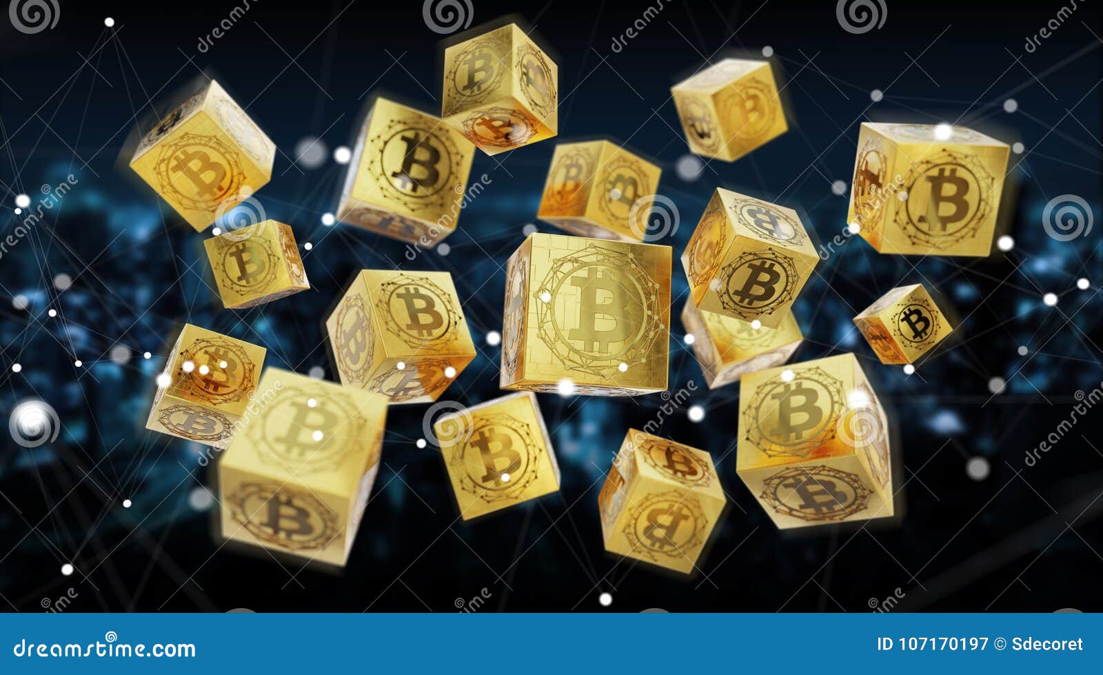 Bitcoins Exchanges Background 3D Rendering Stock Illustration ...