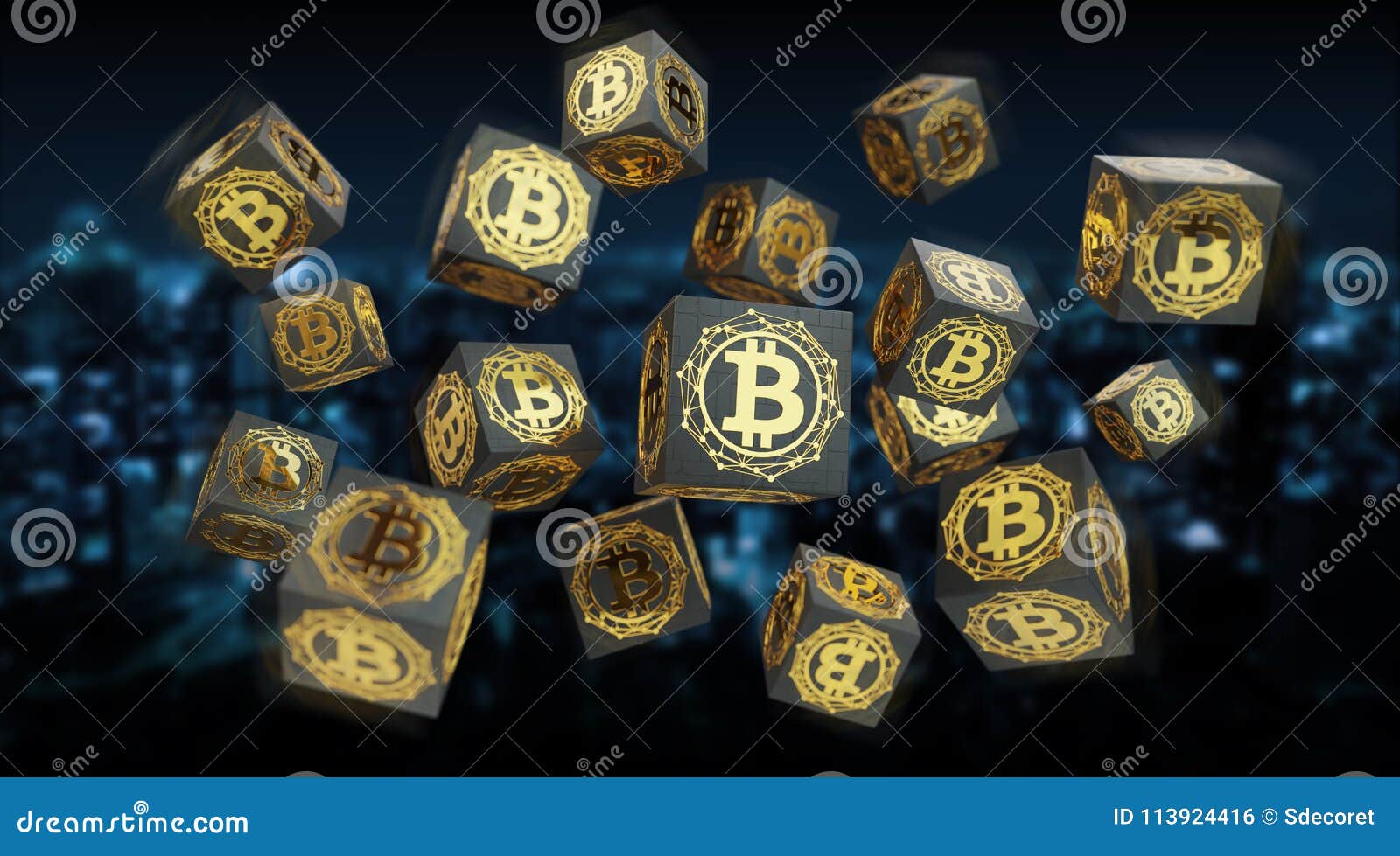 Bitcoins Exchanges Background 3D Rendering Stock Illustration ...