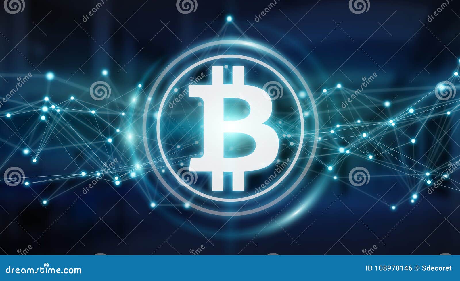 Bitcoins Exchanges Background 3D Rendering Stock Illustration ...