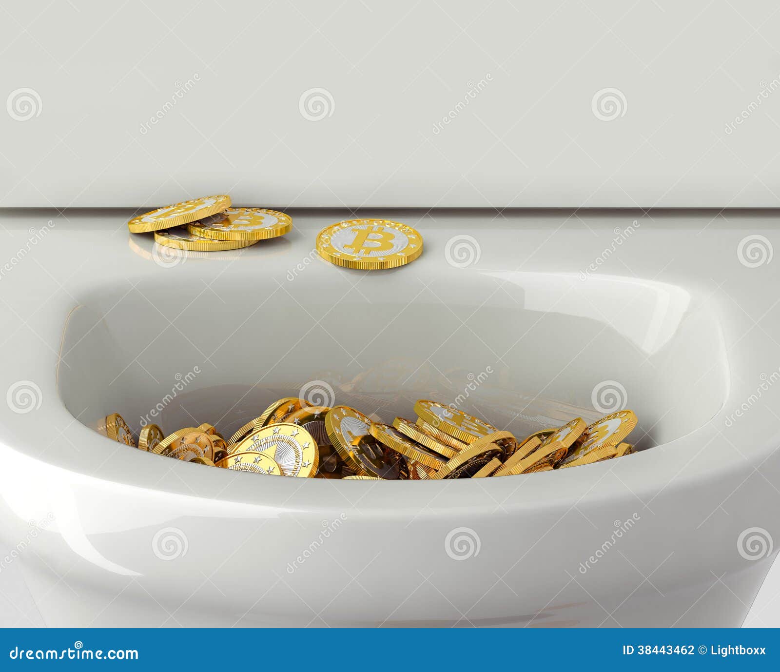 Bitcoins - Flushed Down the Toilet Stock Illustration - Illustration of ...