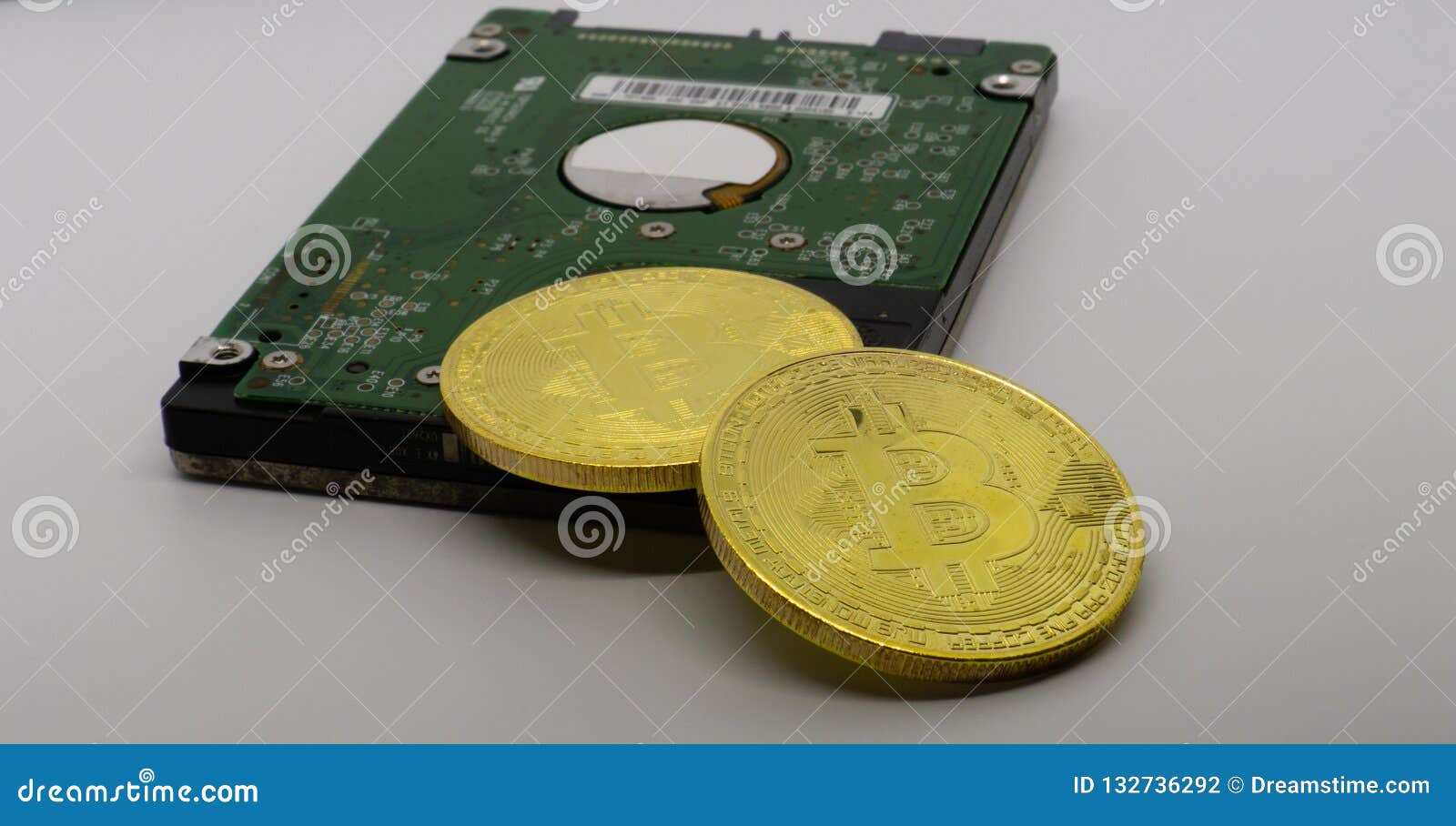 Bitcoins on a harddrive stock photo. Image of hard, banking - 132736292