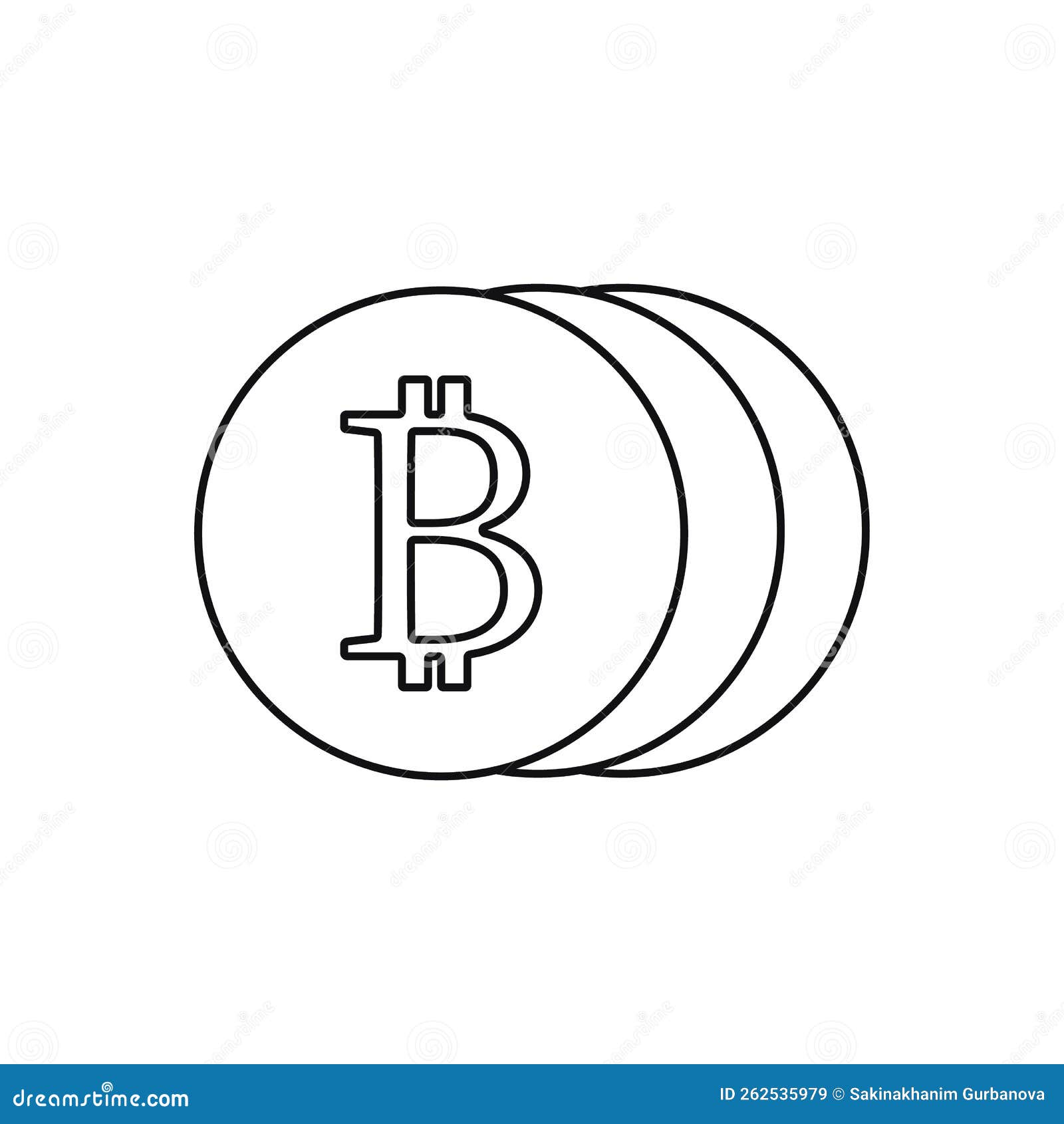 Bitcoins Linear Icon Cryptocurrency Thin Line Illustration Stock