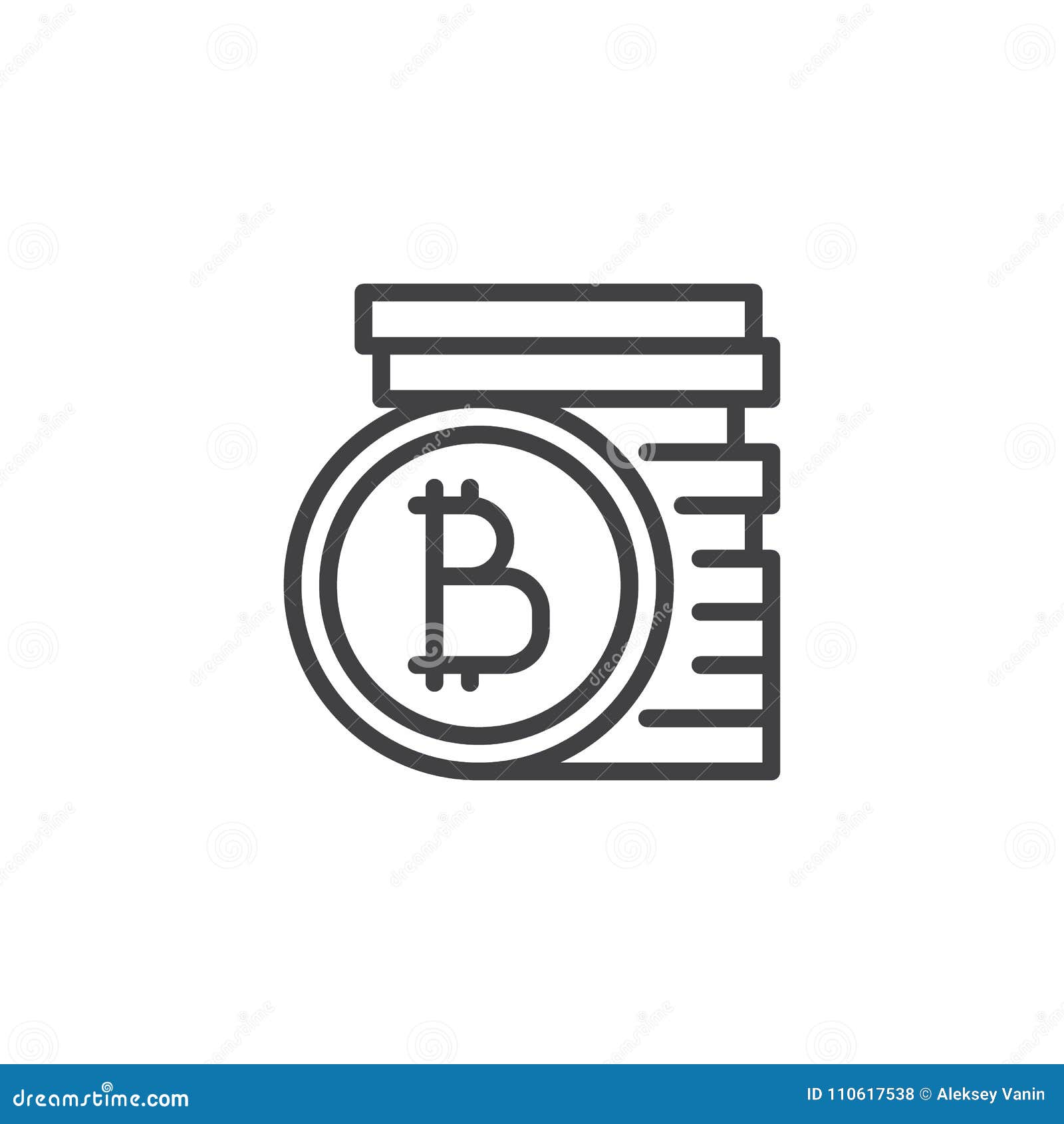 Bitcoins Stack Outline Icon Stock Vector - Illustration of logo ...