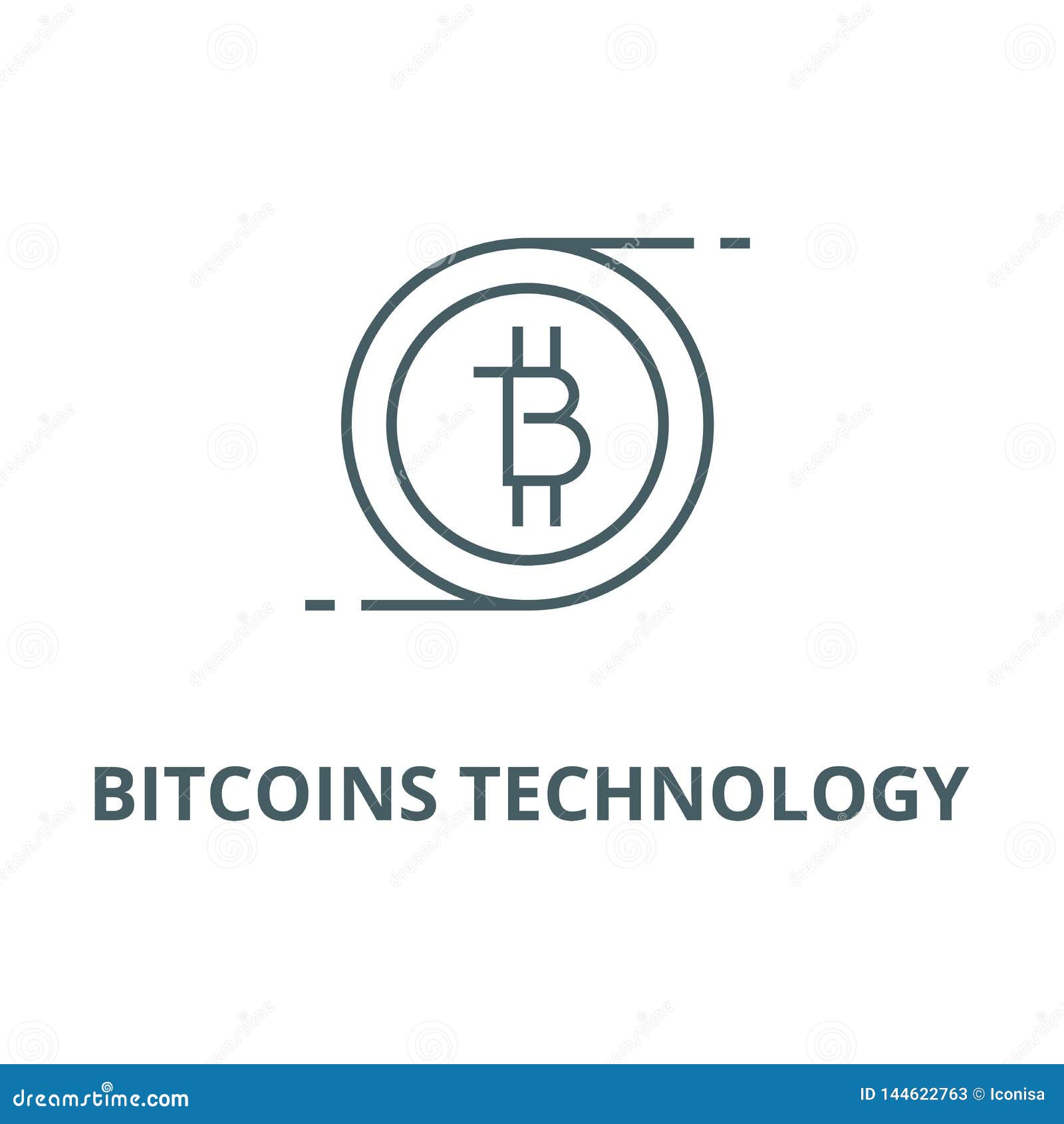 Bitcoins Technology Line Icon, Vector. Bitcoins Technology Outline Sign ...