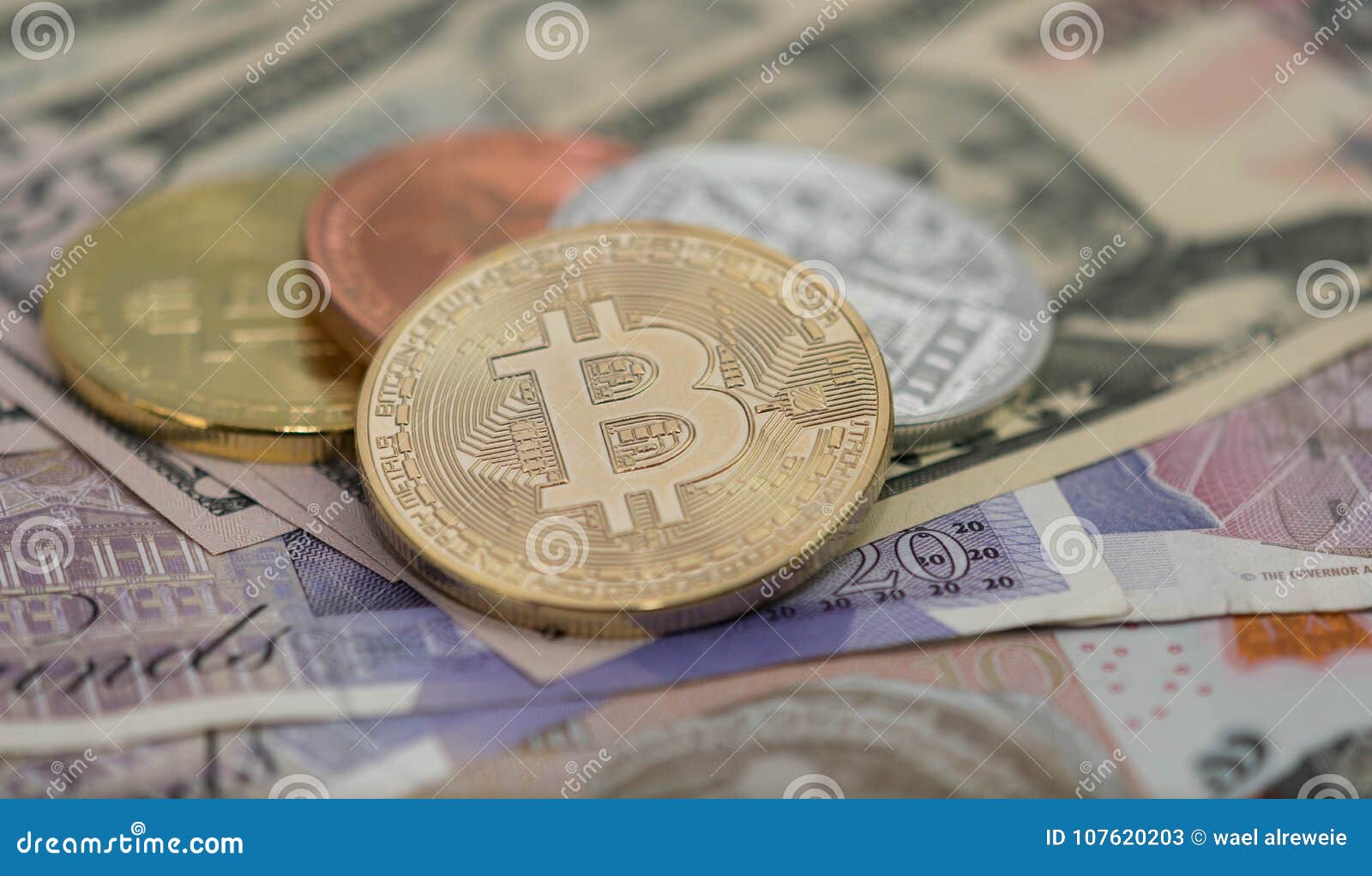 Bitcoins with US Banknotes and British Banknotes, 20 Pounds Sterling ... Bitcoins with US Banknotes and British Banknotes, 20 Pounds Sterling ...