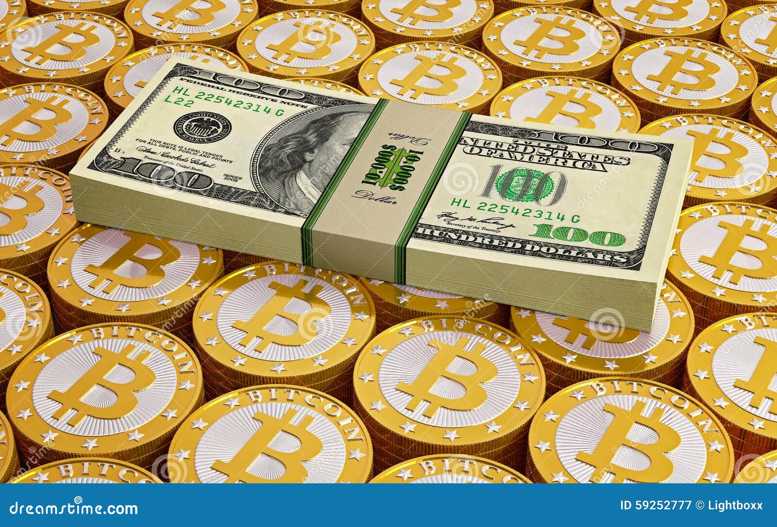 Bitcoins Y Billetes De Dólar Stock de ilustración - Ilustración de ...