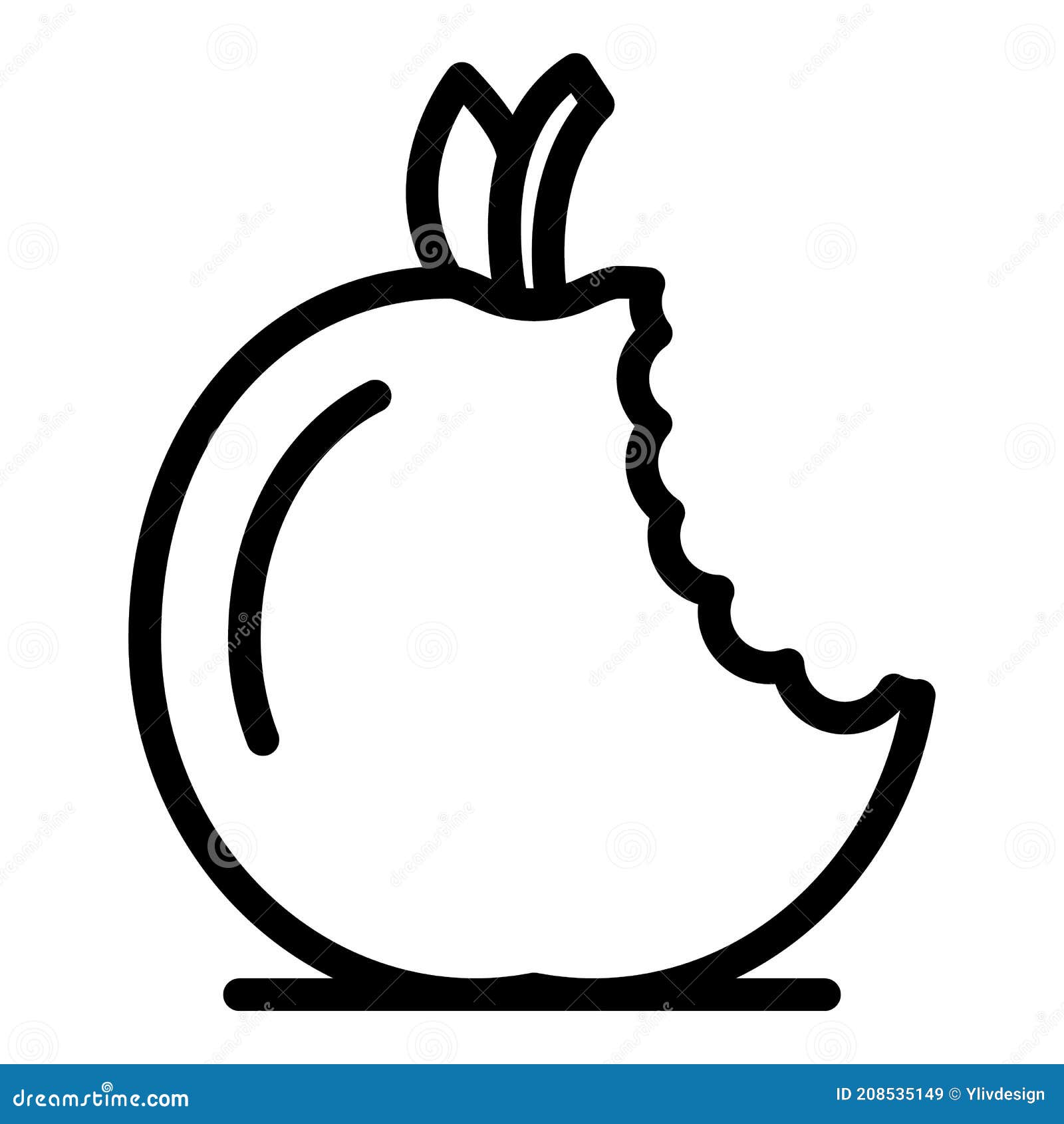 Bite Apple Isolated Coloring Page For Kids Cartoon Vector ...