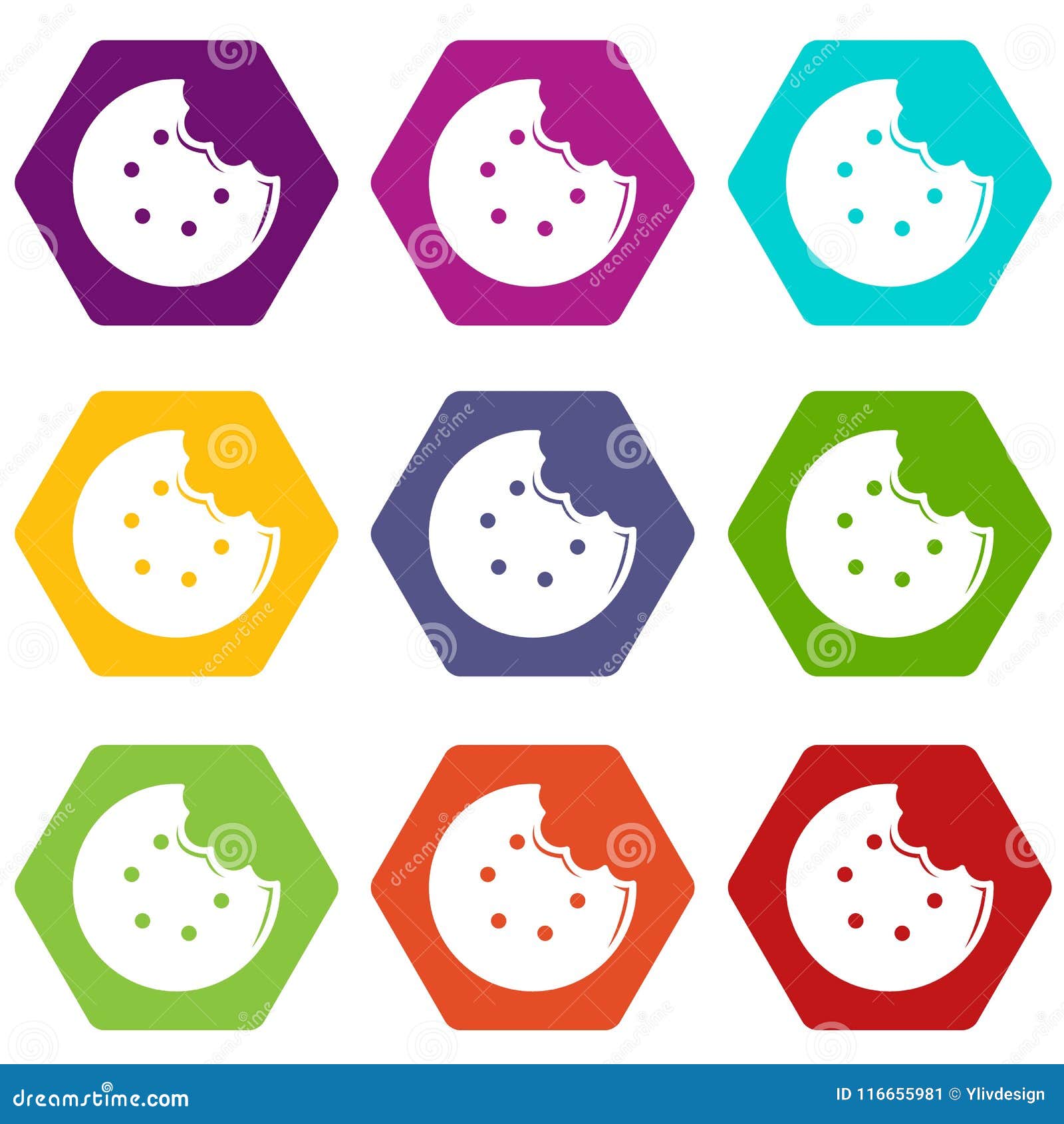 Bite Biscuits Icons Set 9 Vector Stock Vector - Illustration of ...