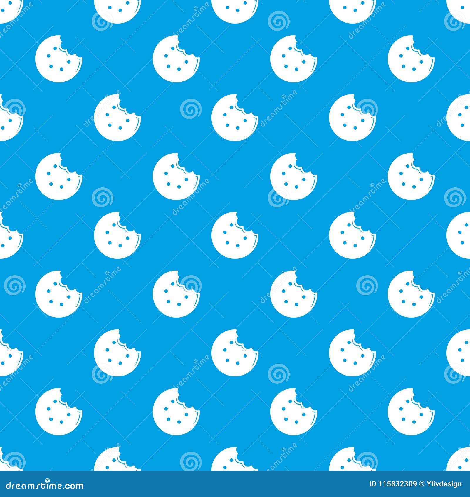 Bite Biscuits Pattern Vector Seamless Blue Stock Vector - Illustration ...