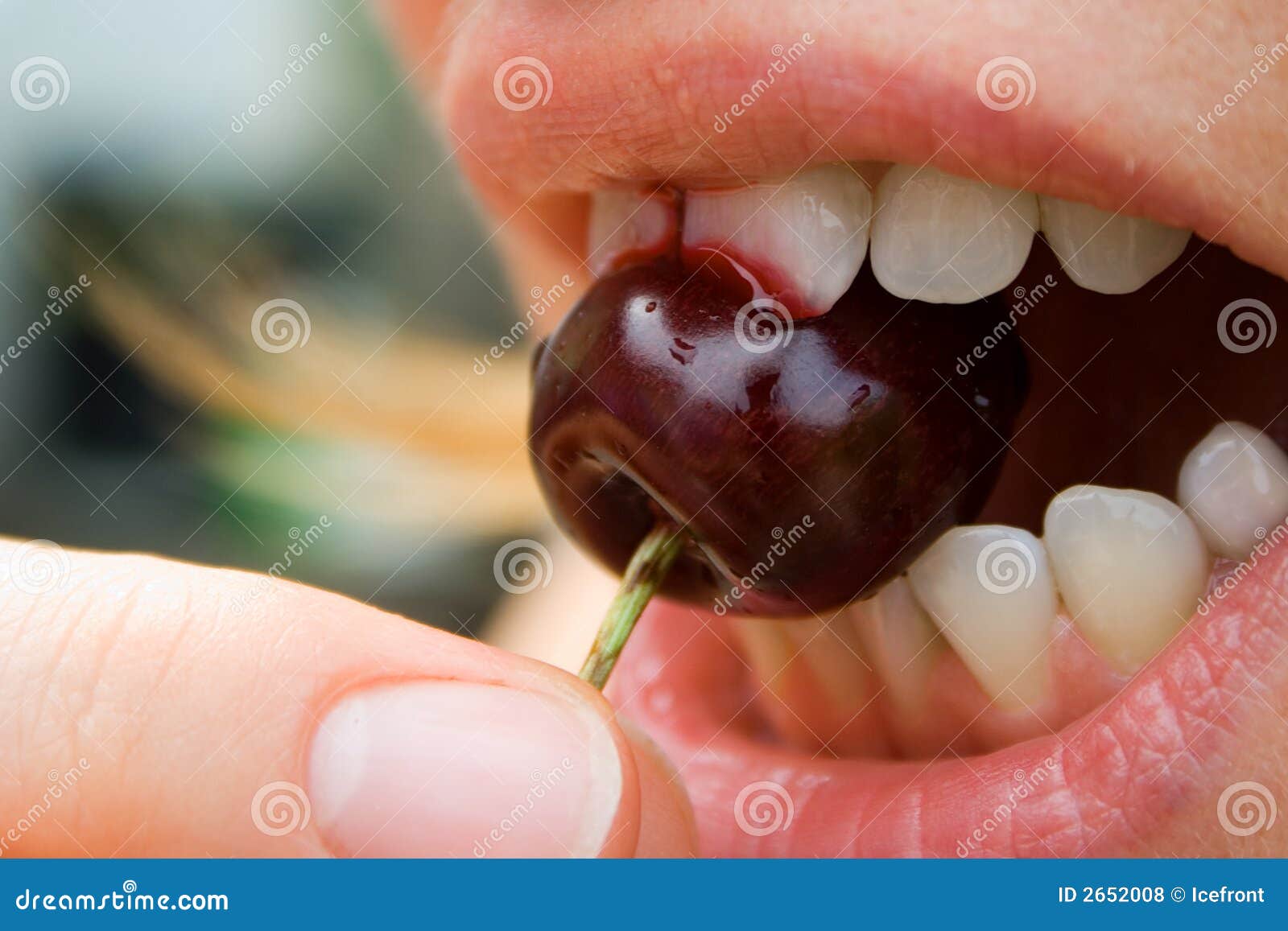 A bite of cherry stock photo. Image of dessert, healthy - 2652008