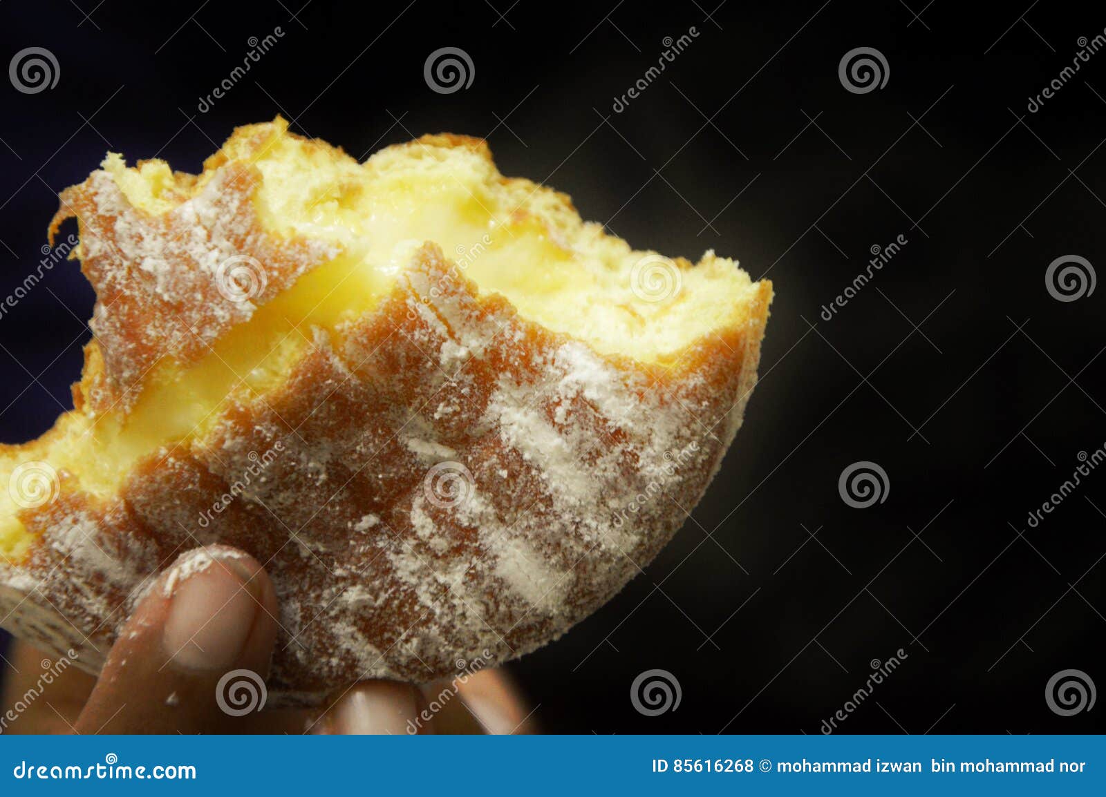 A bite of donut stock photo. Image of food, donut, delicious - 85616268