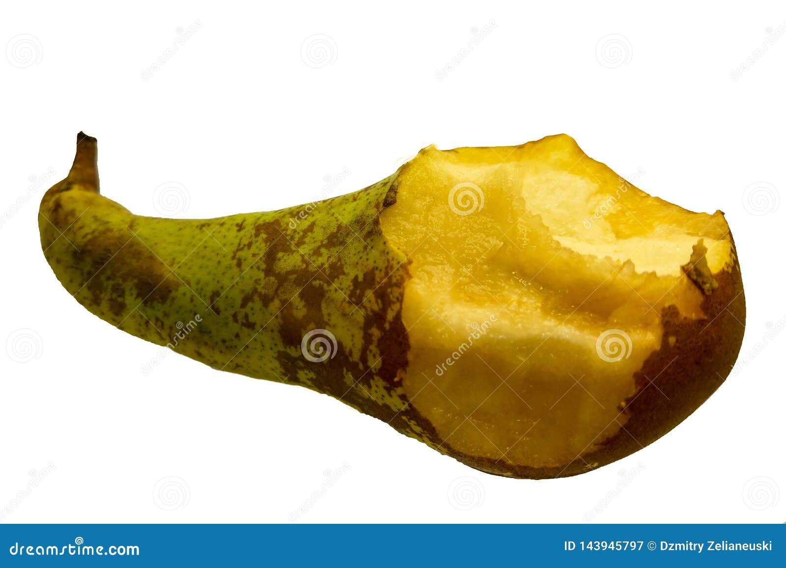 Bite Green Pear Isolated on White Background Stock Image - Image of ...