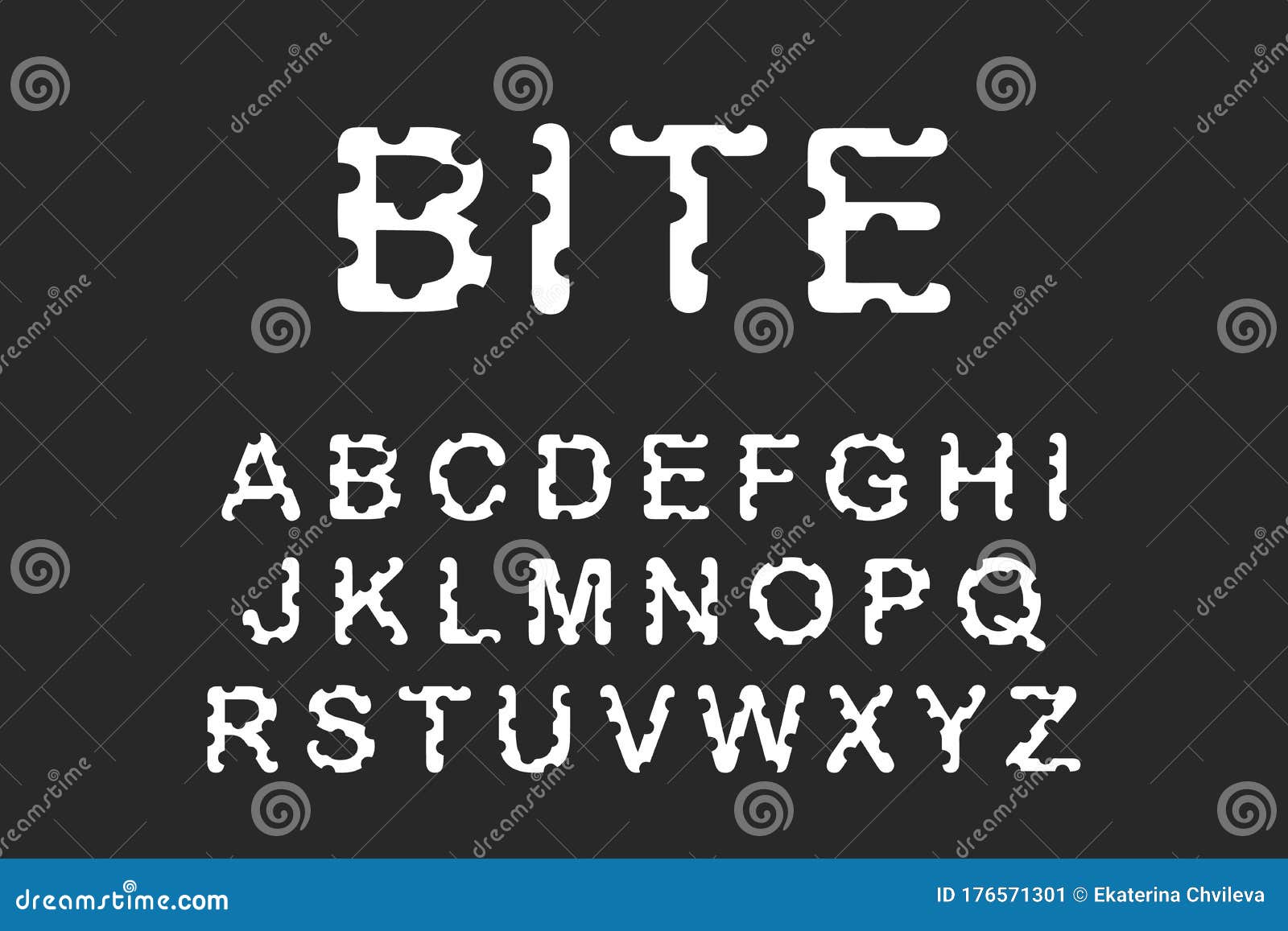 Bite Hand Drawn Vector Type Font in Cartoon Comic Style Stock ...
