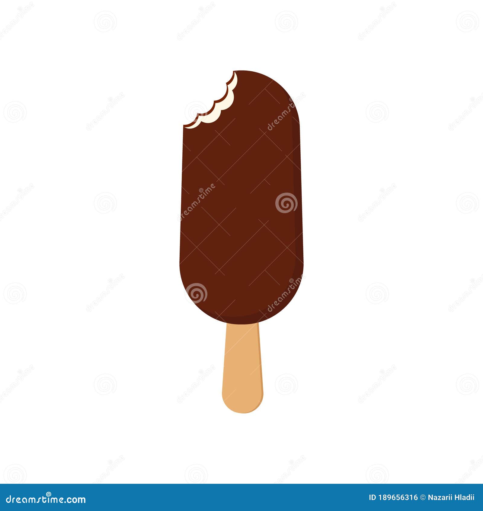 Bite on Ice Cream on Stick. Vector Illustration in Flat Style. Isolated ...