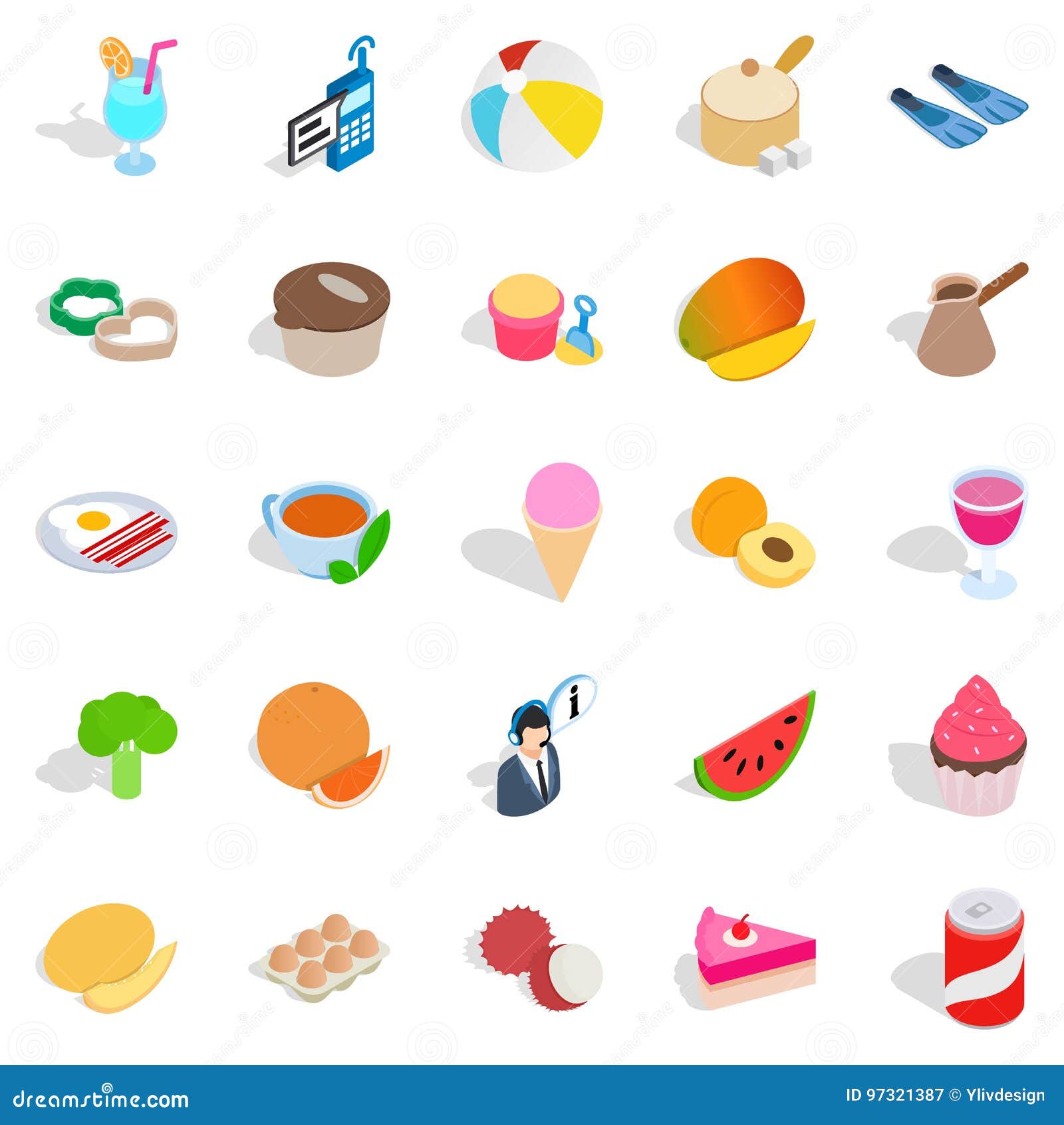 Bite Icons Set, Isometric Style Stock Vector - Illustration of cereal ...