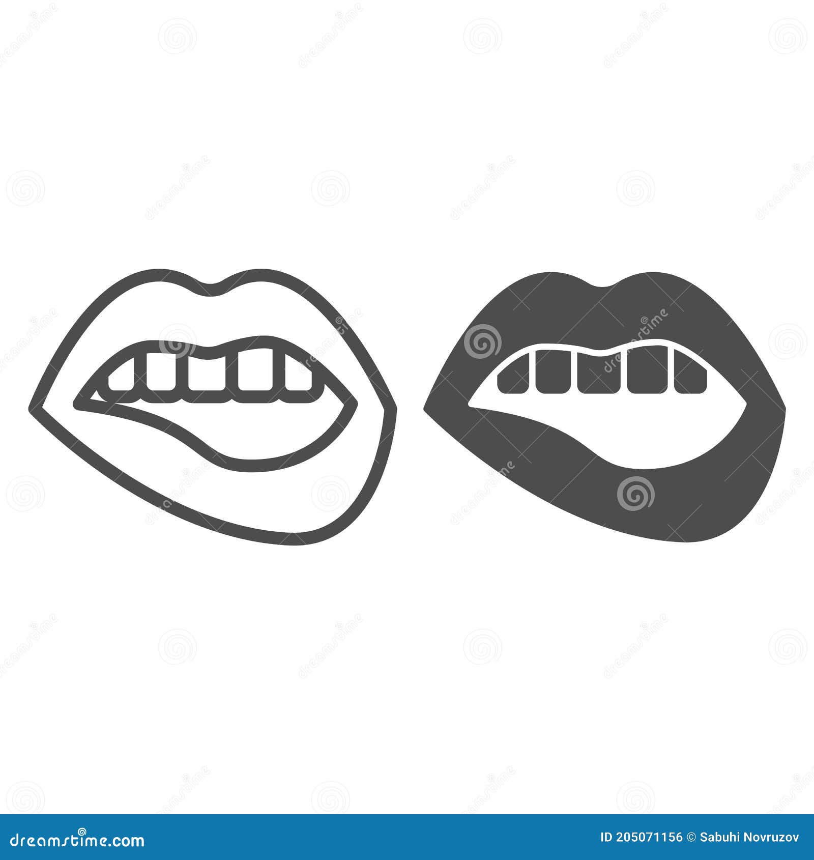 Bite Lips Line and Solid Icon, Sexual Concept, Lips Sign on White ...
