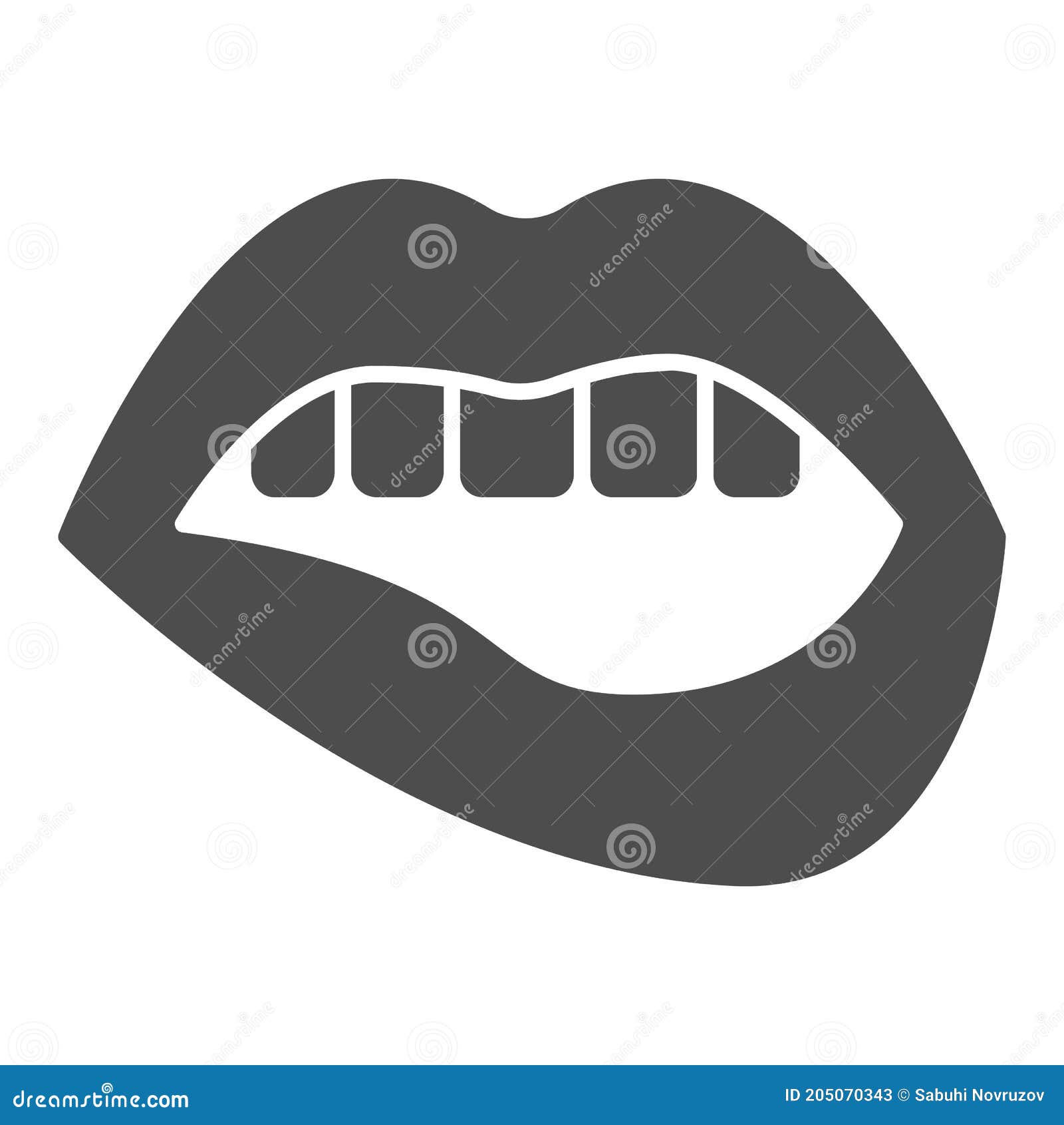 Bite Sexy Lips Drawing - Red Lips Biting Retro Icon Isolated On Skin ...
