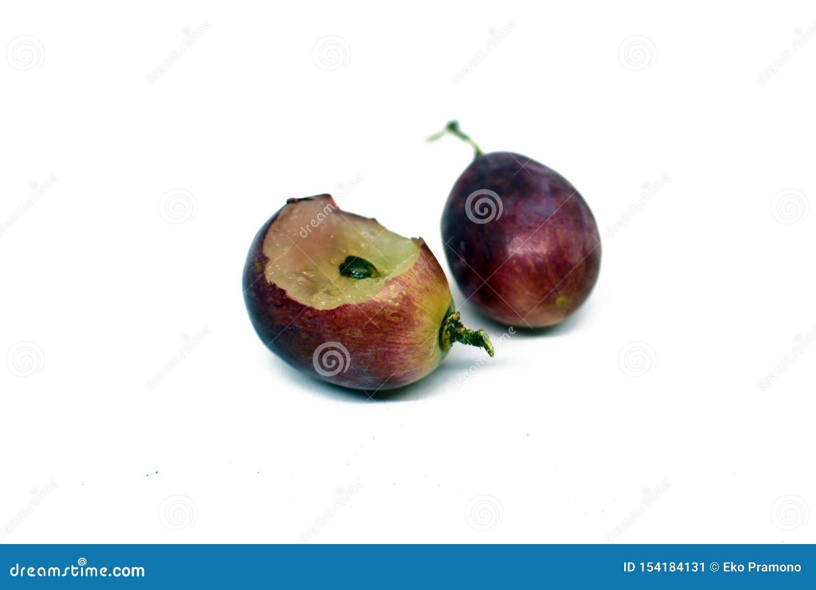 Bite Marks on Fresh Grapes, Oranges and Grapes Isolated on White ...