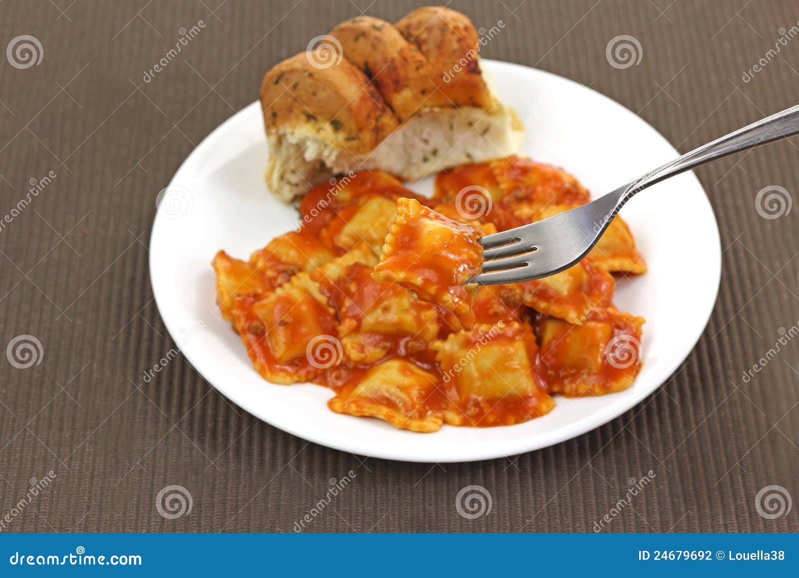 Bite of Mini Ravioli on Fork Stock Photo - Image of ravioli, small ...