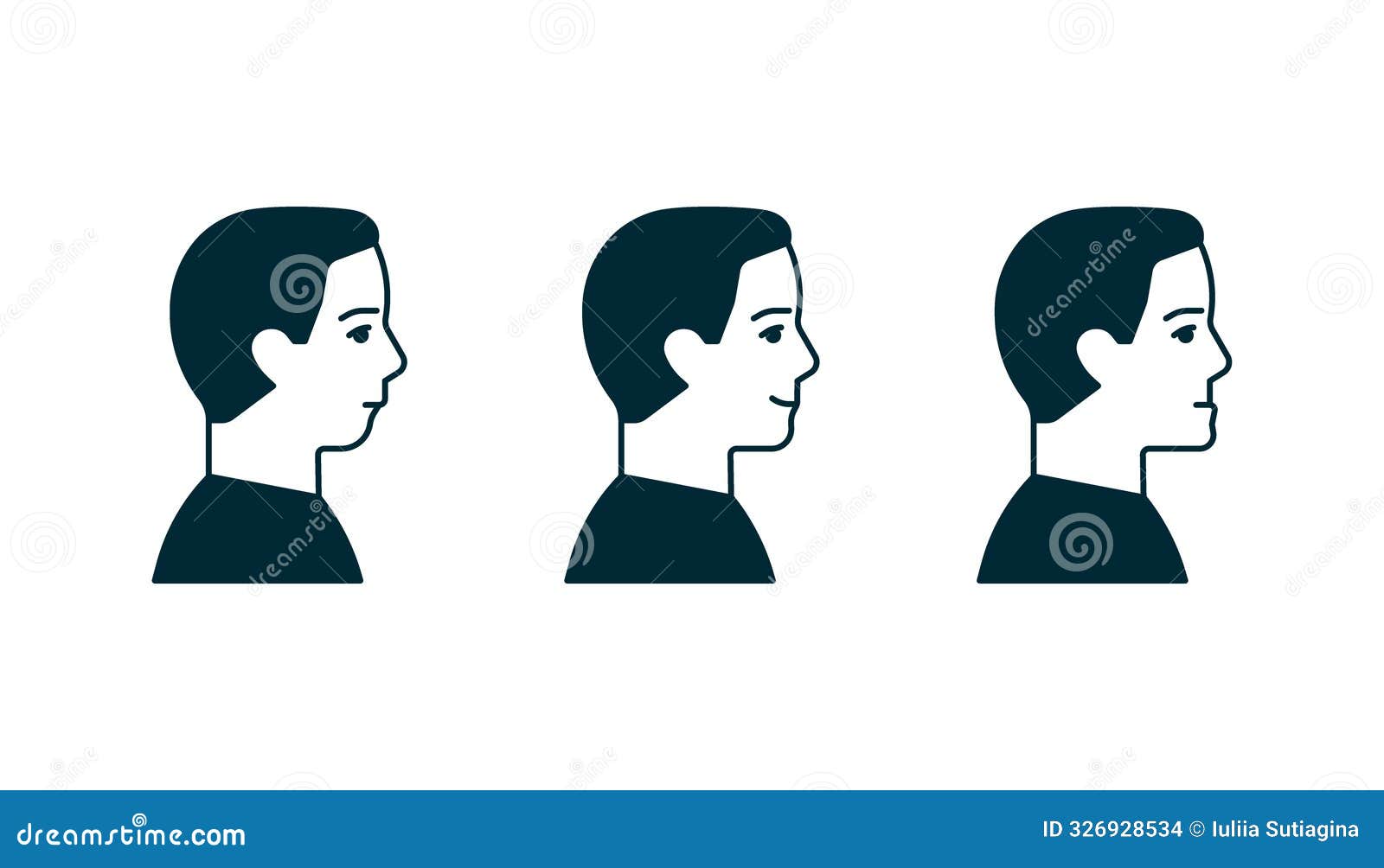Bite Normal Jaw And Malocclusion, Face In Profile Set Line. Dental ...