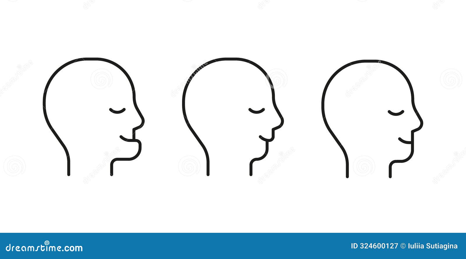 Bite Normal Jaw And Malocclusion, Face Woman In Profile Set. Dental ...