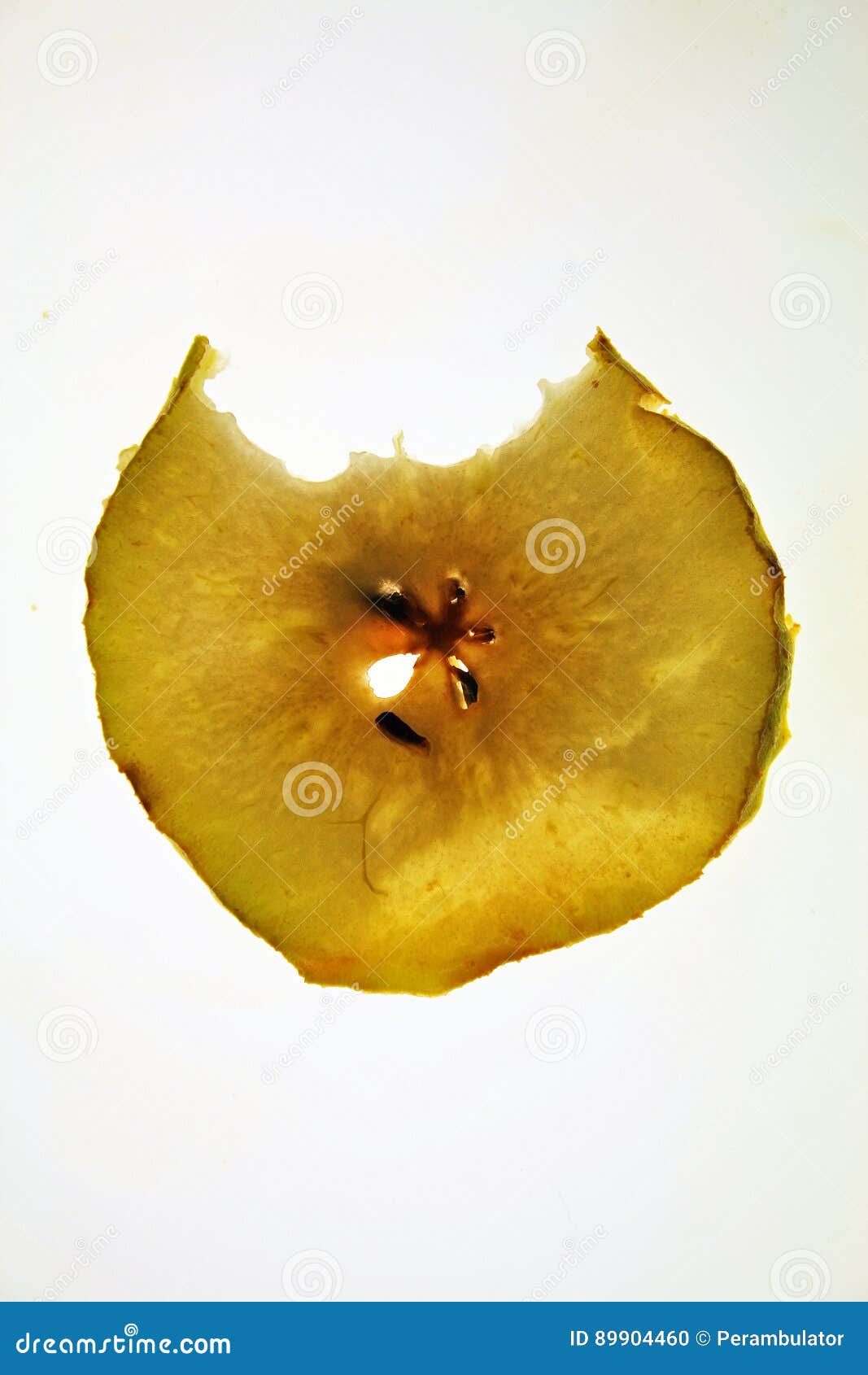 BITE in PEAR SLICE stock photo. Image of fibrous, edged - 89904460