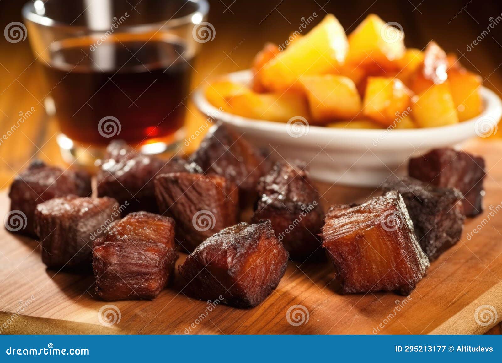 Bite-sized Burnt Ends Alongside Potato Wedges Stock Image - Image of ...