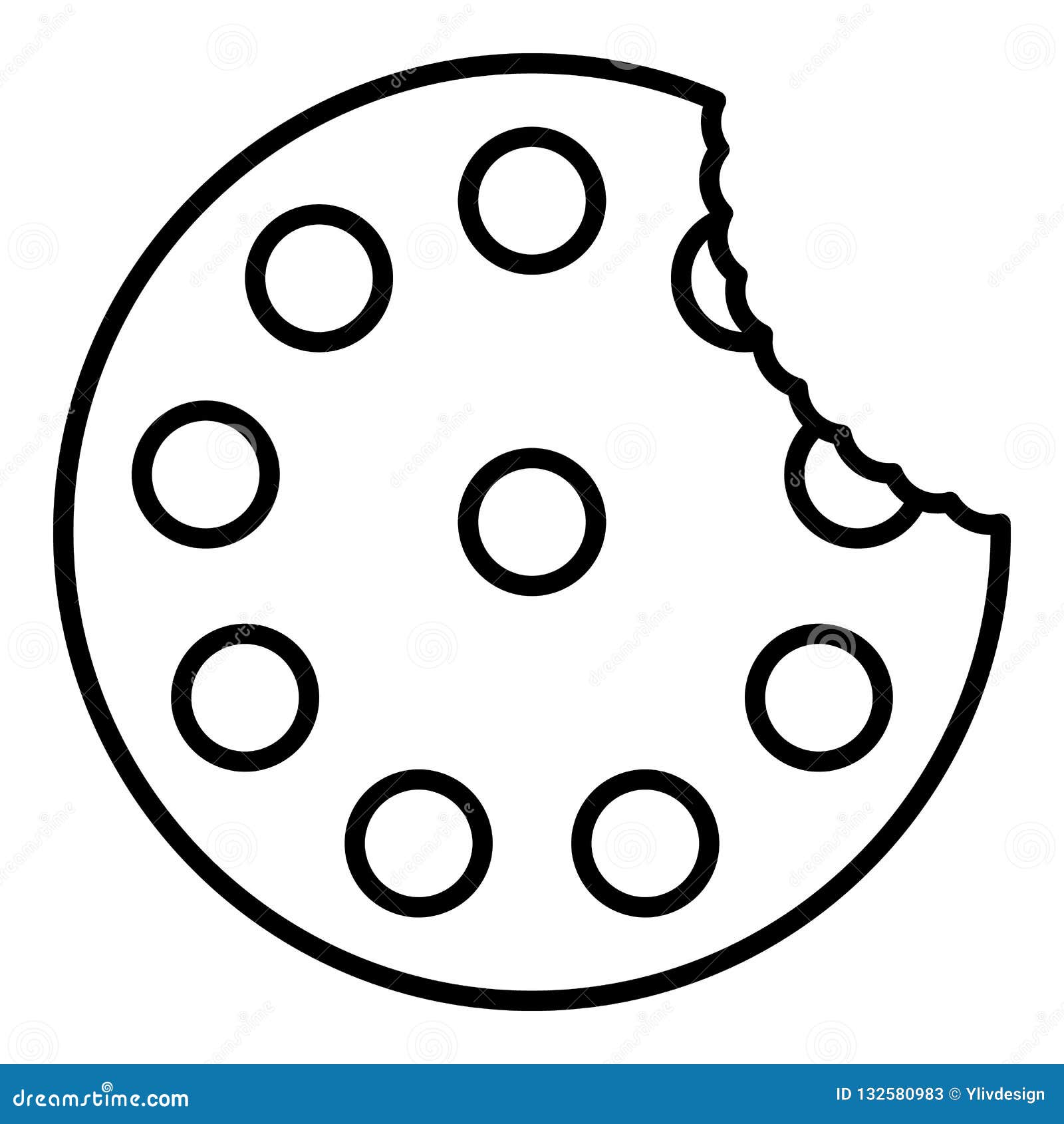 Bite Sugar Cookie Icon, Outline Style Stock Vector - Illustration of ...