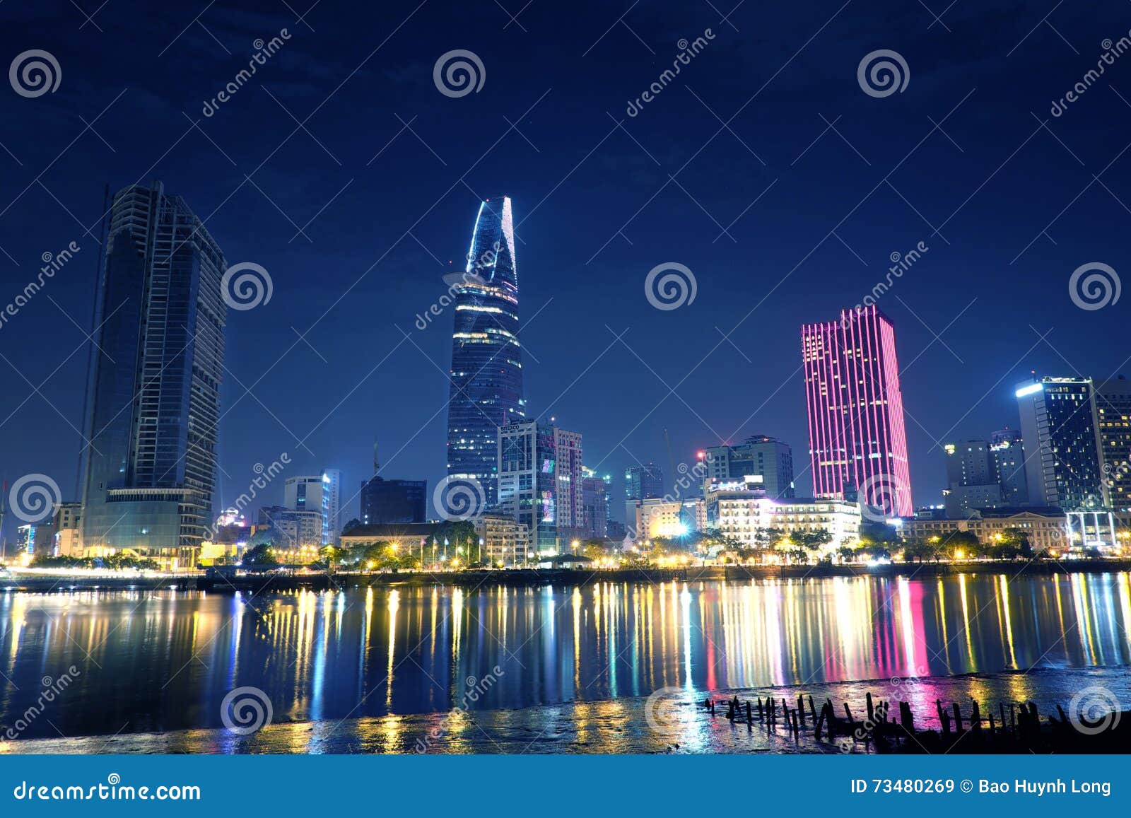 Bitexco tower at night editorial stock image. Image of architecture ...