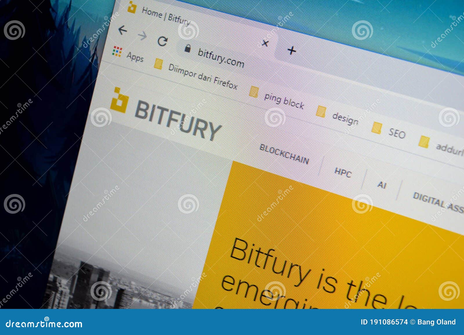 Bitfury Website Home Page on Computer Screen. a Infrastructure ...