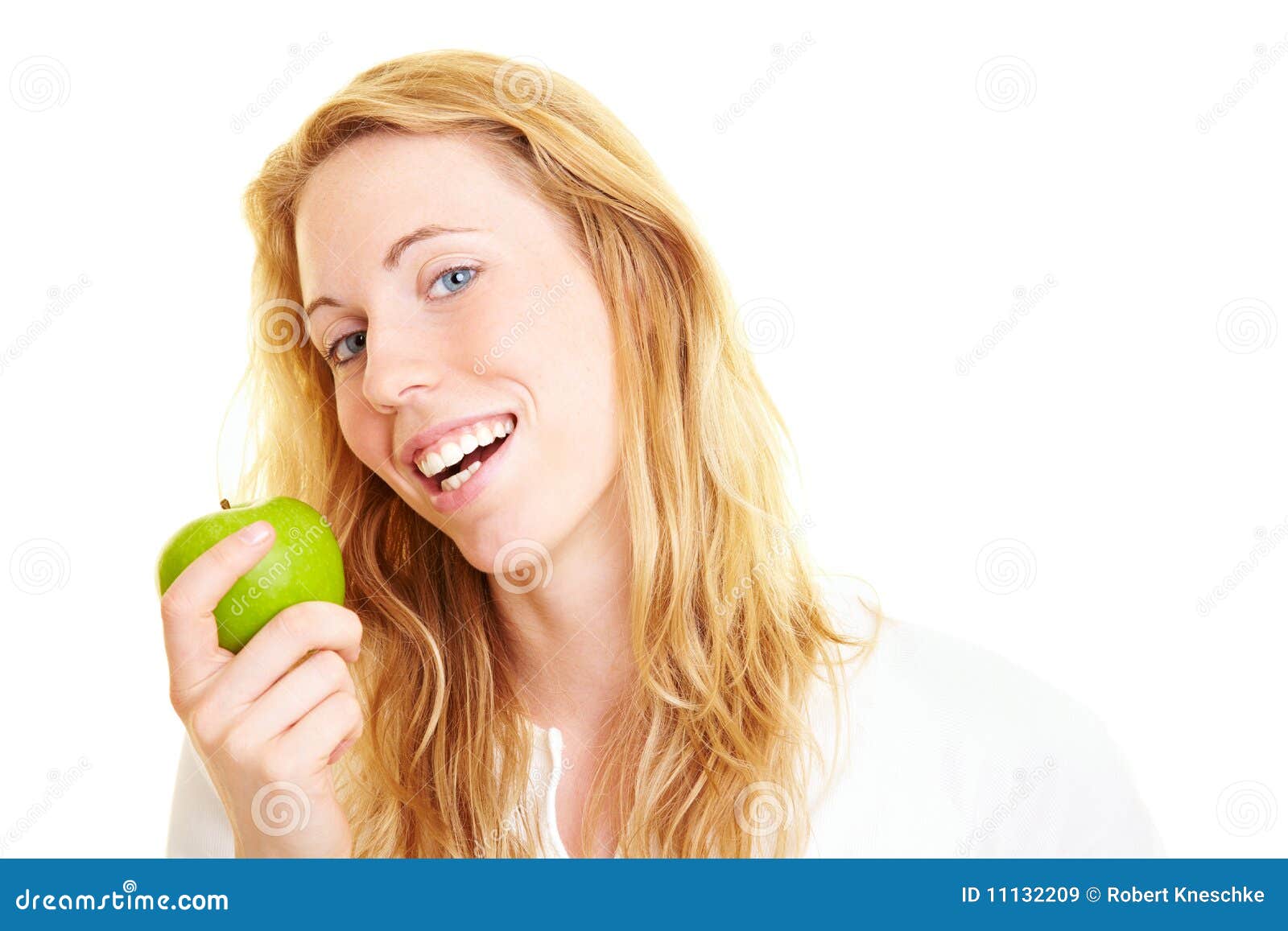 Biting in an apple stock image. Image of green, mouth - 11132209