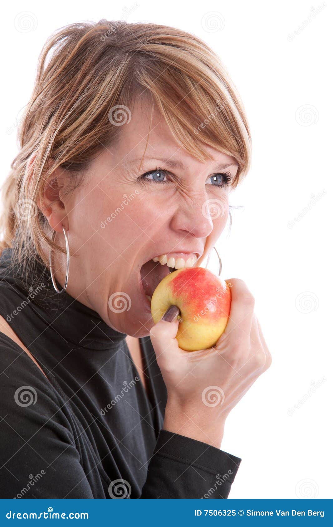 Biting In An Apple Stock Image Image Of Female Attractive 7506325