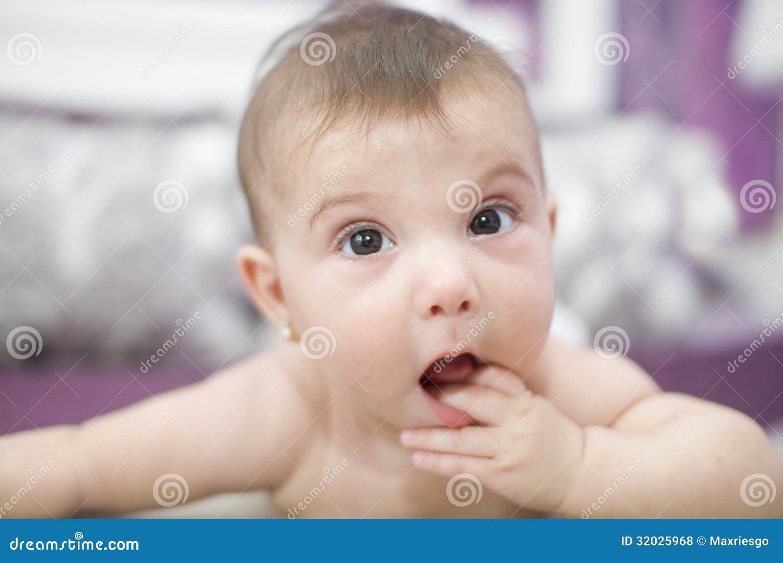 Biting hand stock photo. Image of diapers, girl, cute - 32025968