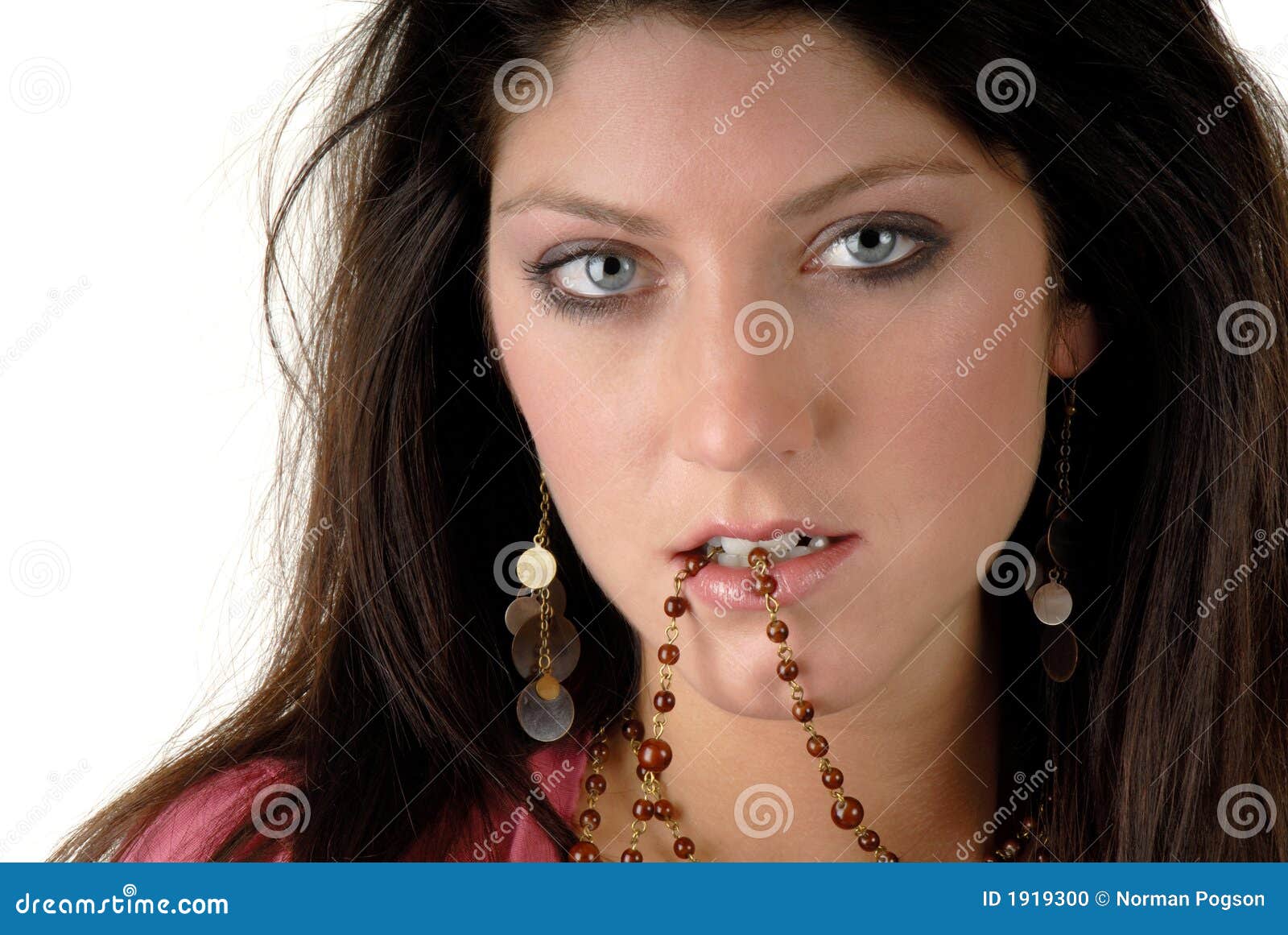Biting Her Necklace stock photo. Image of woman, girl - 1919300