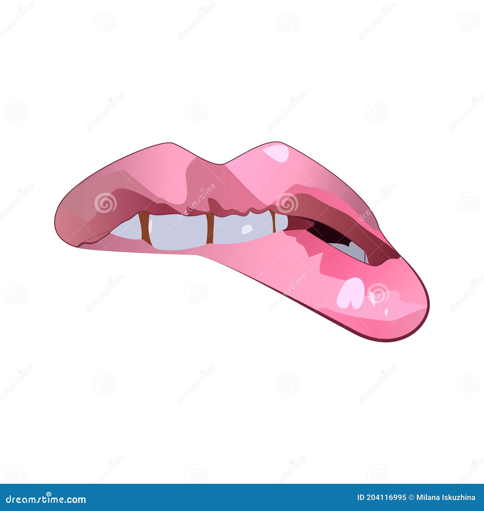 Biting His Lips Teeth. Vector Illustration Stock Vector - Illustration ...
