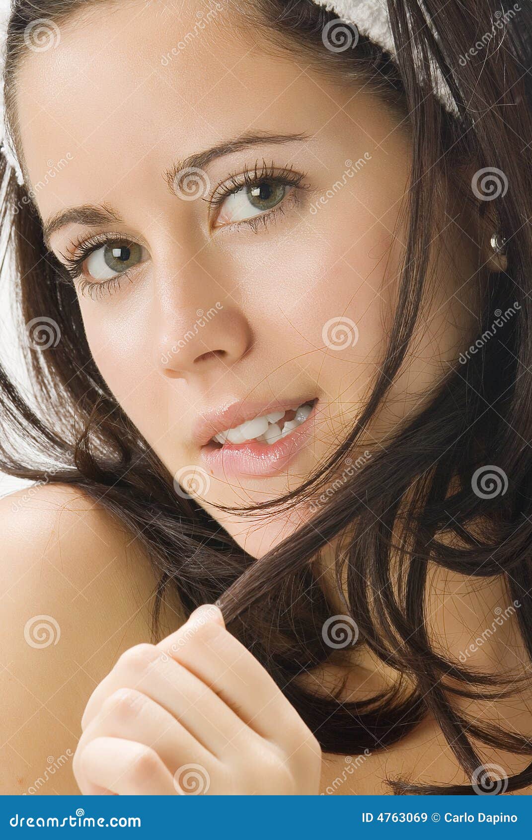 Biting lip stock image. Image of beautician, mouth, close - 4763069