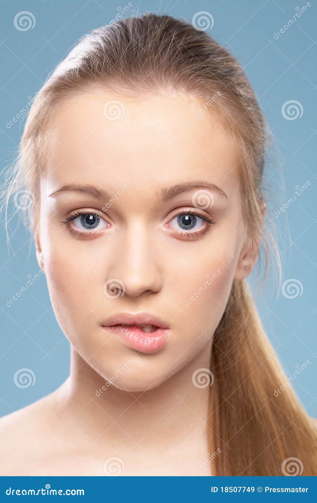 Biting lips stock image. Image of beautiful, blond, facial - 18507749