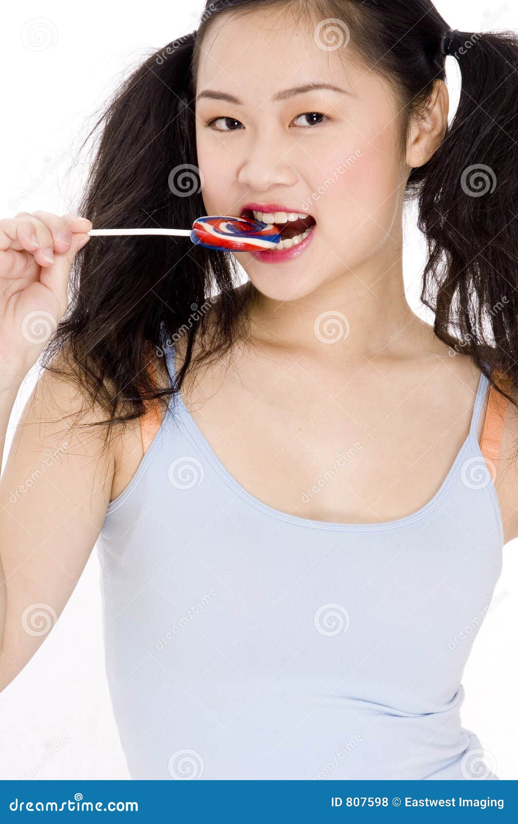 Biting Lollipop stock photo. Image of causal, cover, female - 807598