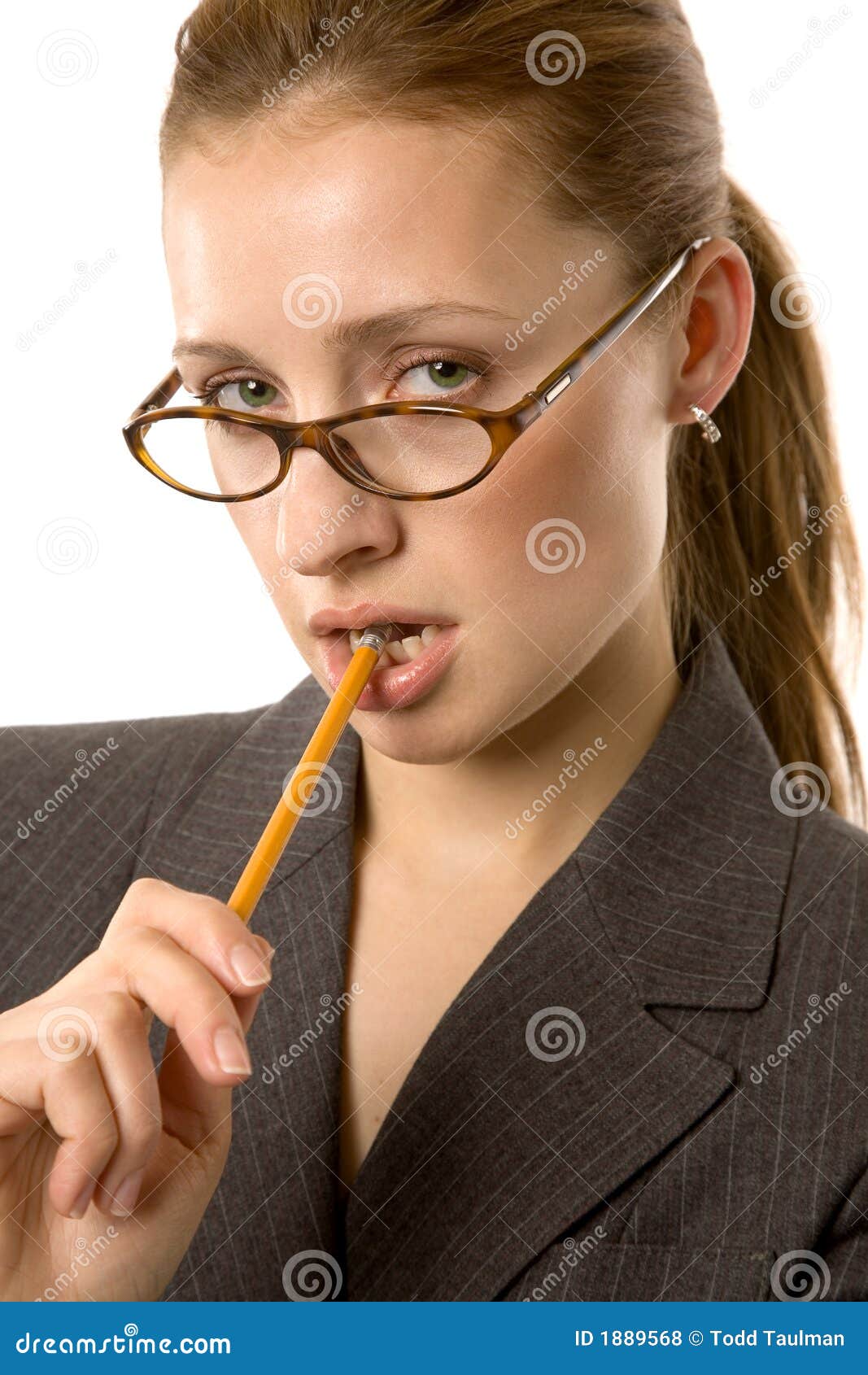 Biting On A Pencil Royalty Free Stock Photos - Image: 1889568 Biting On A Pencil Royalty Free Stock Photos - Image: 1889568