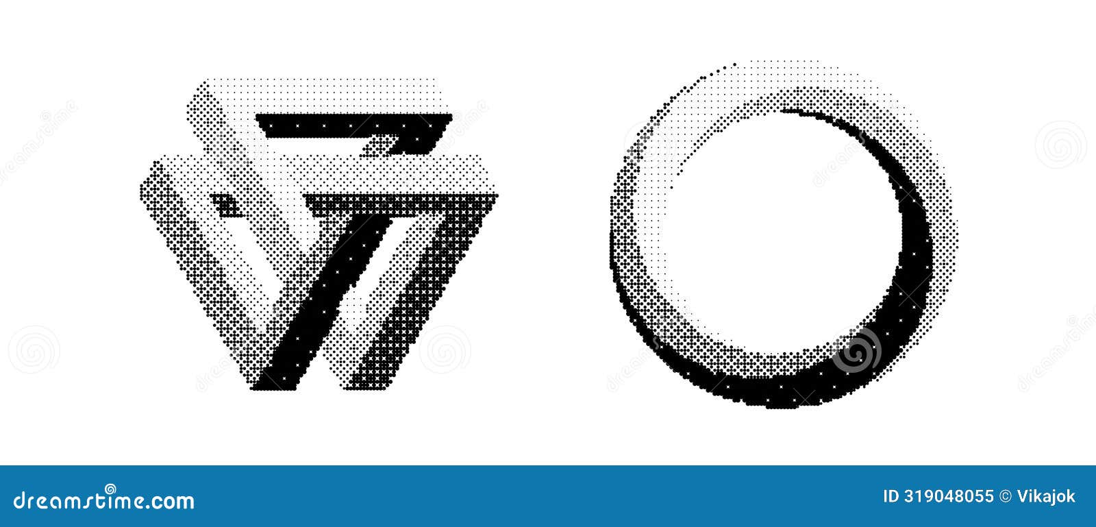 Bitmap Impossible Shapes Set. Dither Halftone Geometric Objects ...