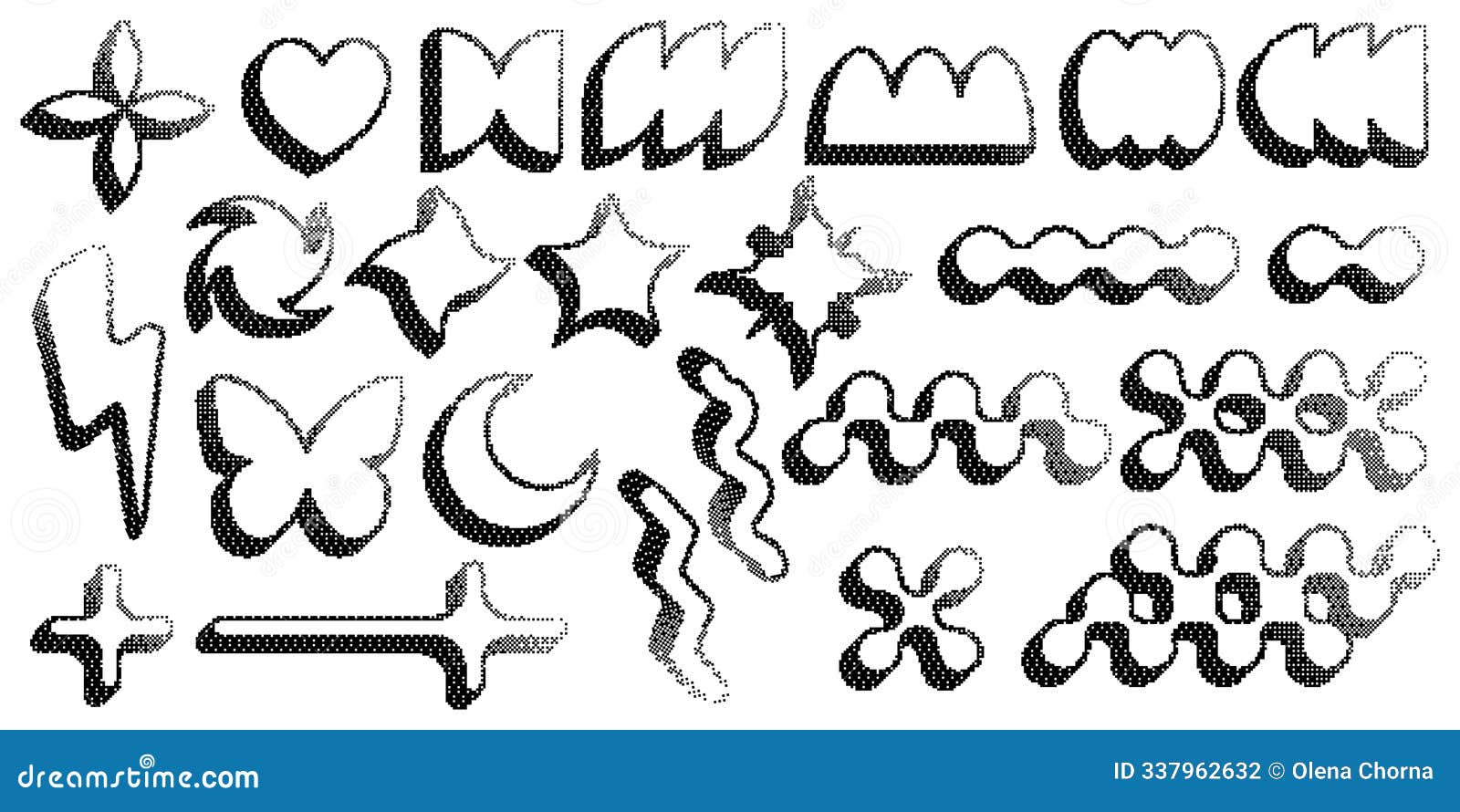 Bitmap Pattern Abstract Shapes. Stars Halftone Gradient Elements on ...