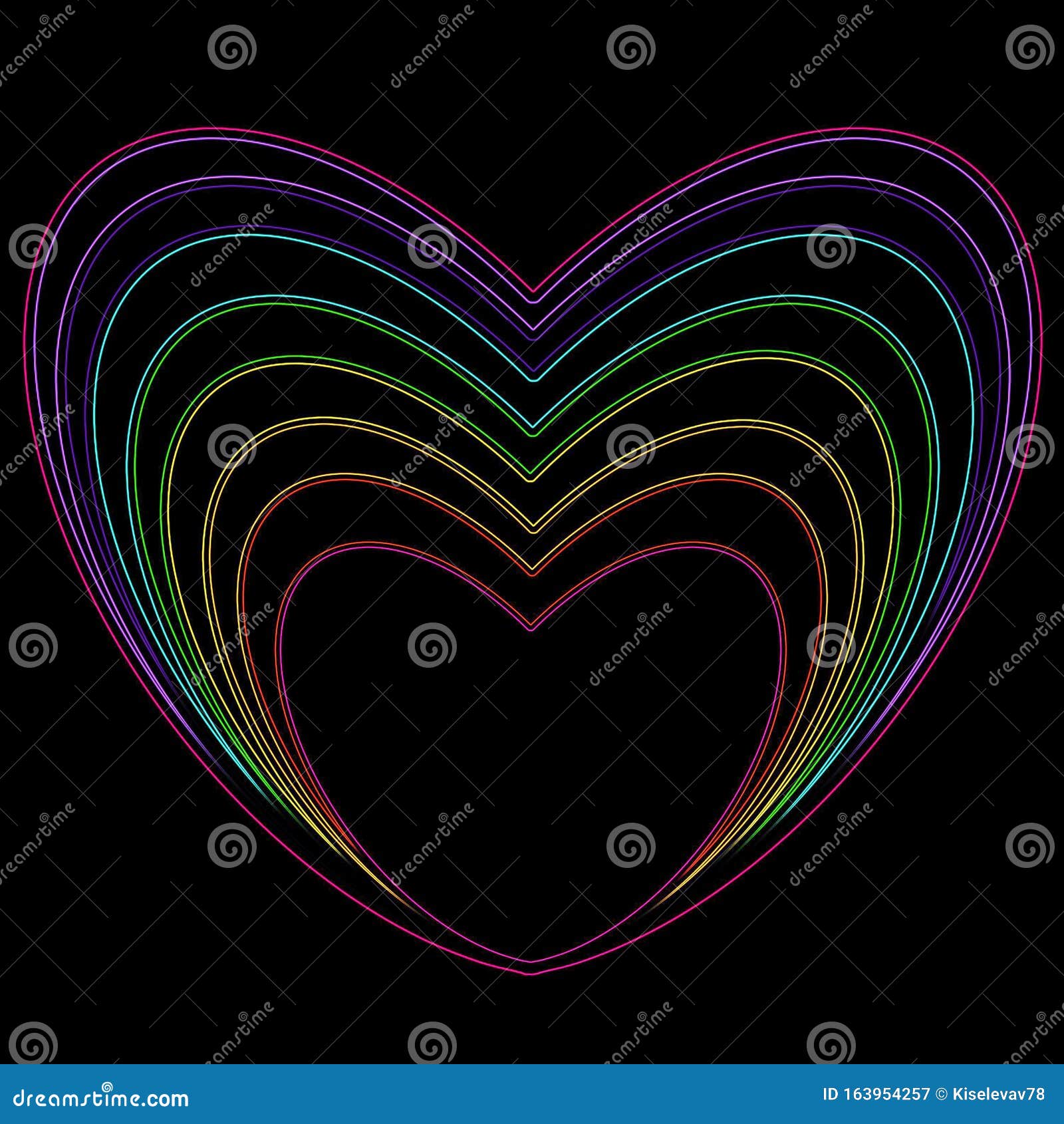 The Bitmap in the Shape of a Heart in Rainbow Colors on a Black ...