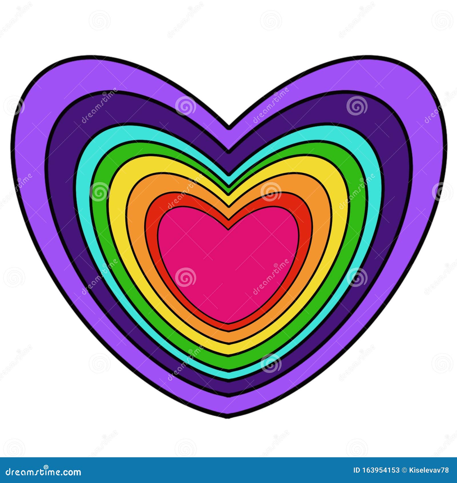 The Bitmap in the Shape of a Heart in Rainbow Colors on White ...