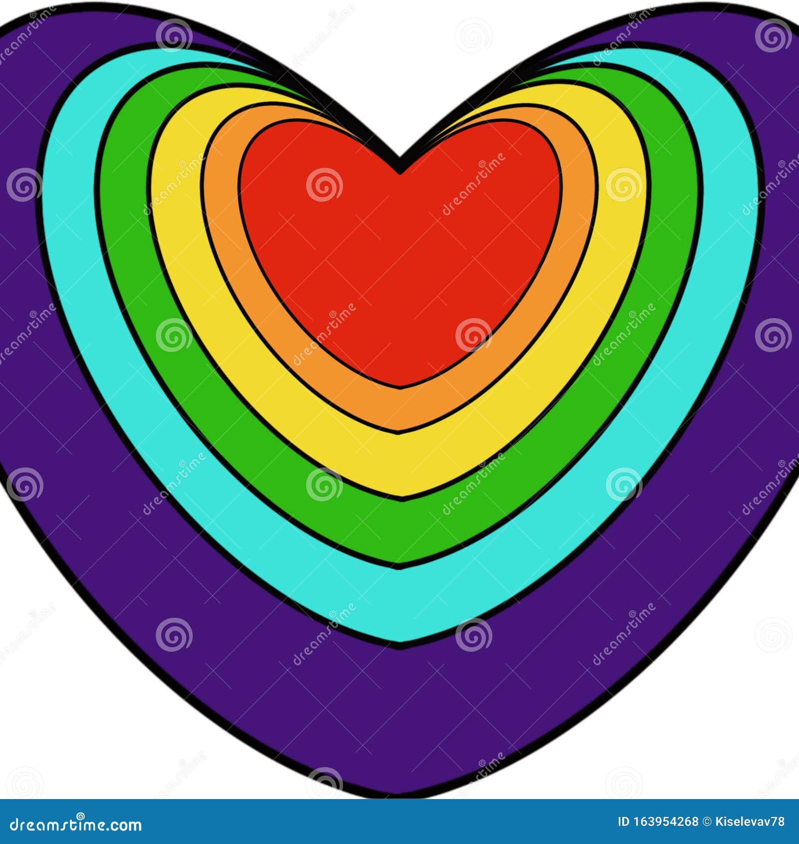 The Bitmap in the Shape of a Heart in Rainbow Colors on White ...