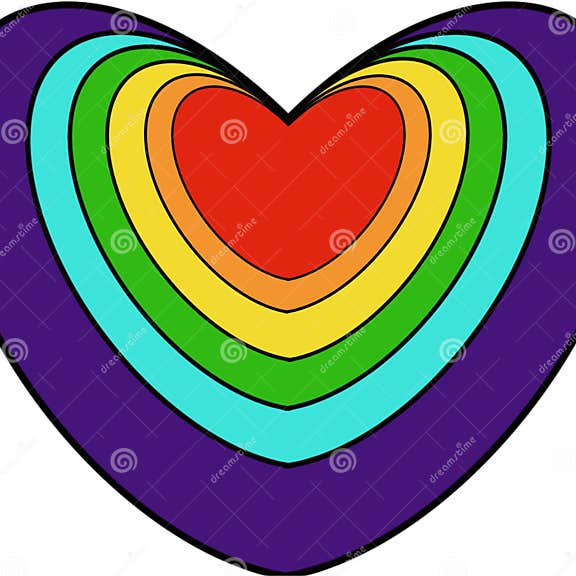 The Bitmap in the Shape of a Heart in Rainbow Colors on White ...