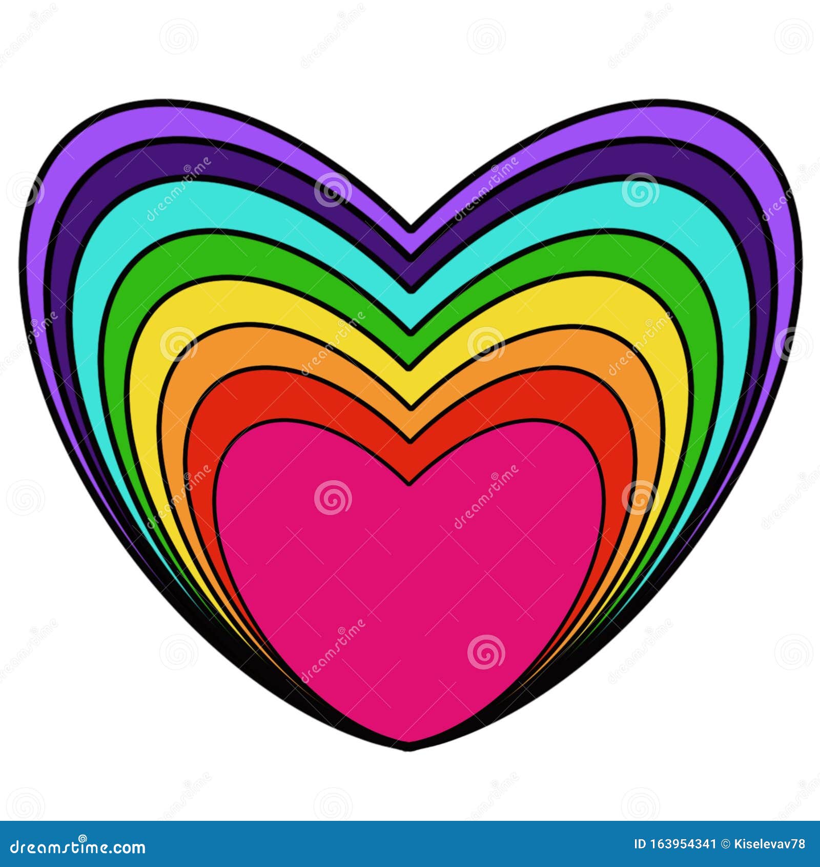 The Bitmap in the Shape of a Heart in Rainbow Colors on White ...
