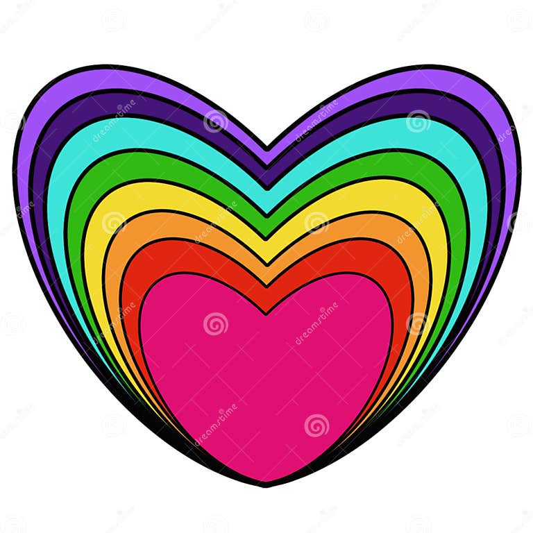 The Bitmap in the Shape of a Heart in Rainbow Colors on White ...